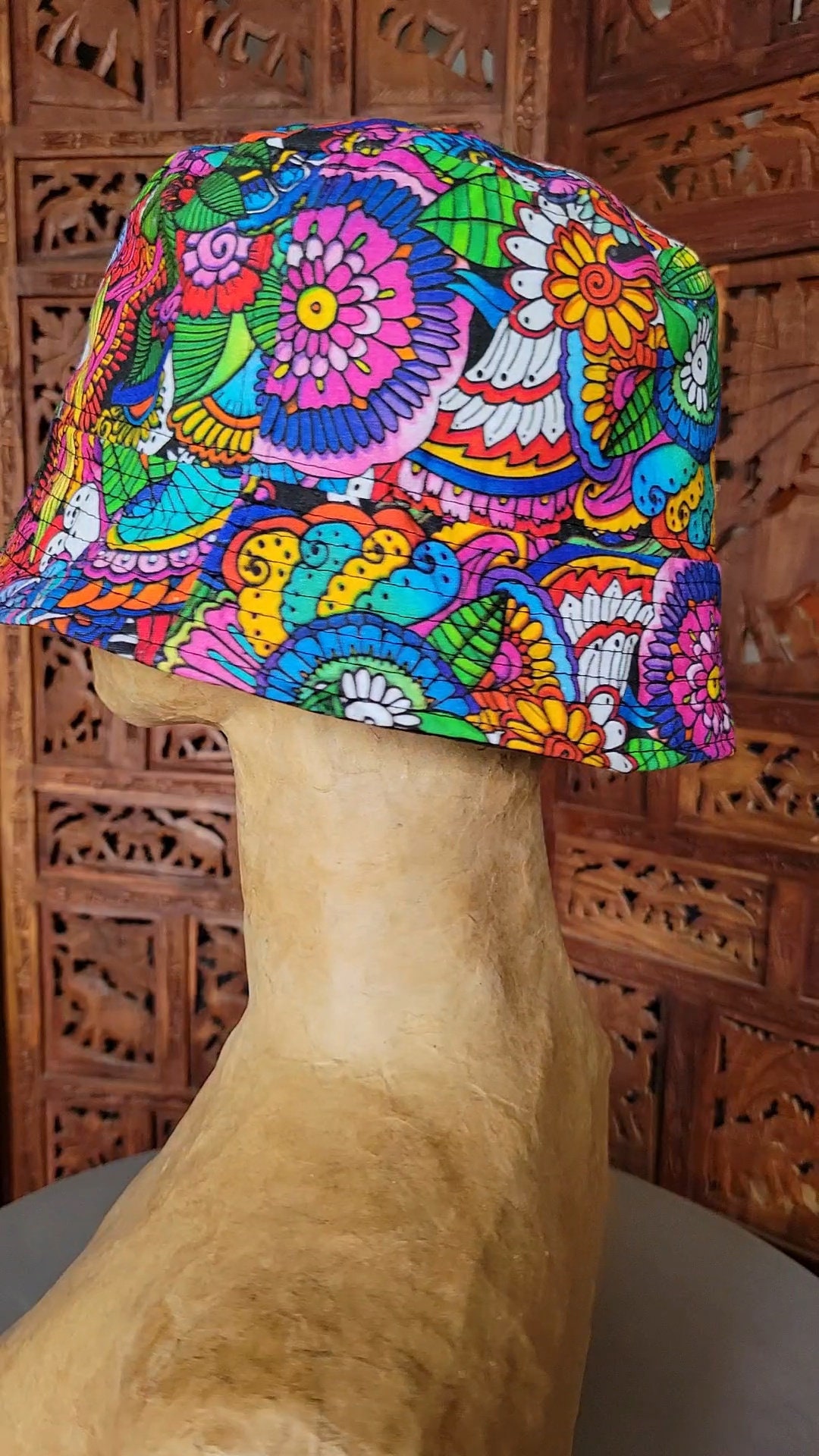 Beautiful Bright Multi-color Geometric Artsy Flowered Bucket Hat - Etsy