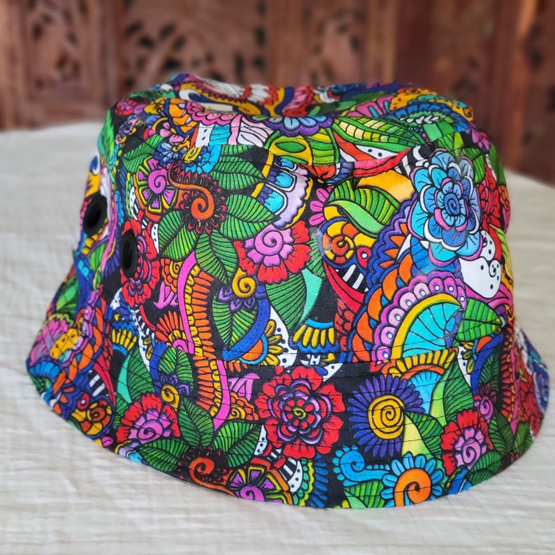 Beautiful Bright Multi-color Geometric Artsy Flowered Bucket Hat - Etsy