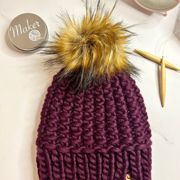 Burgundy Knit Hat - Etsy
