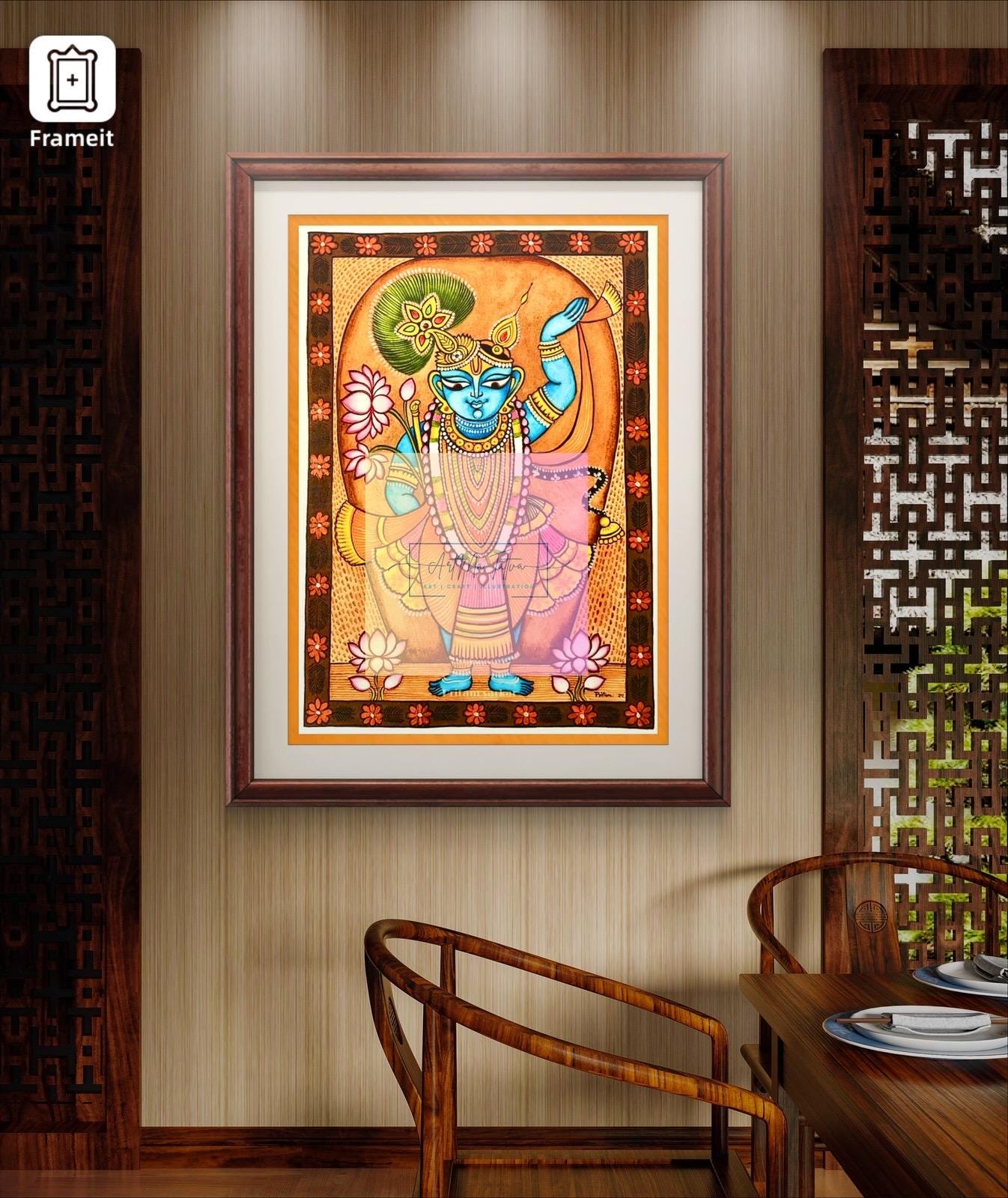 Vintage Pichwai Srinath Ji Krishna Hand Painting | Krishna With Lotus ...