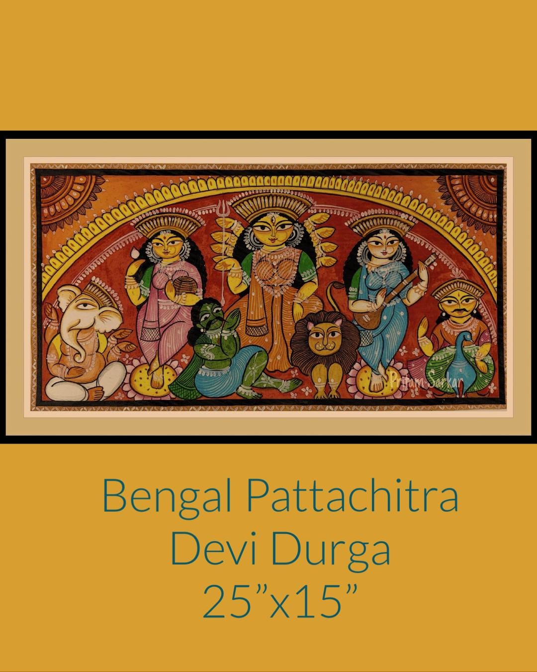 Traditional Hand Painted Photo Frame Devi Durga Bengal Pattachitra ...