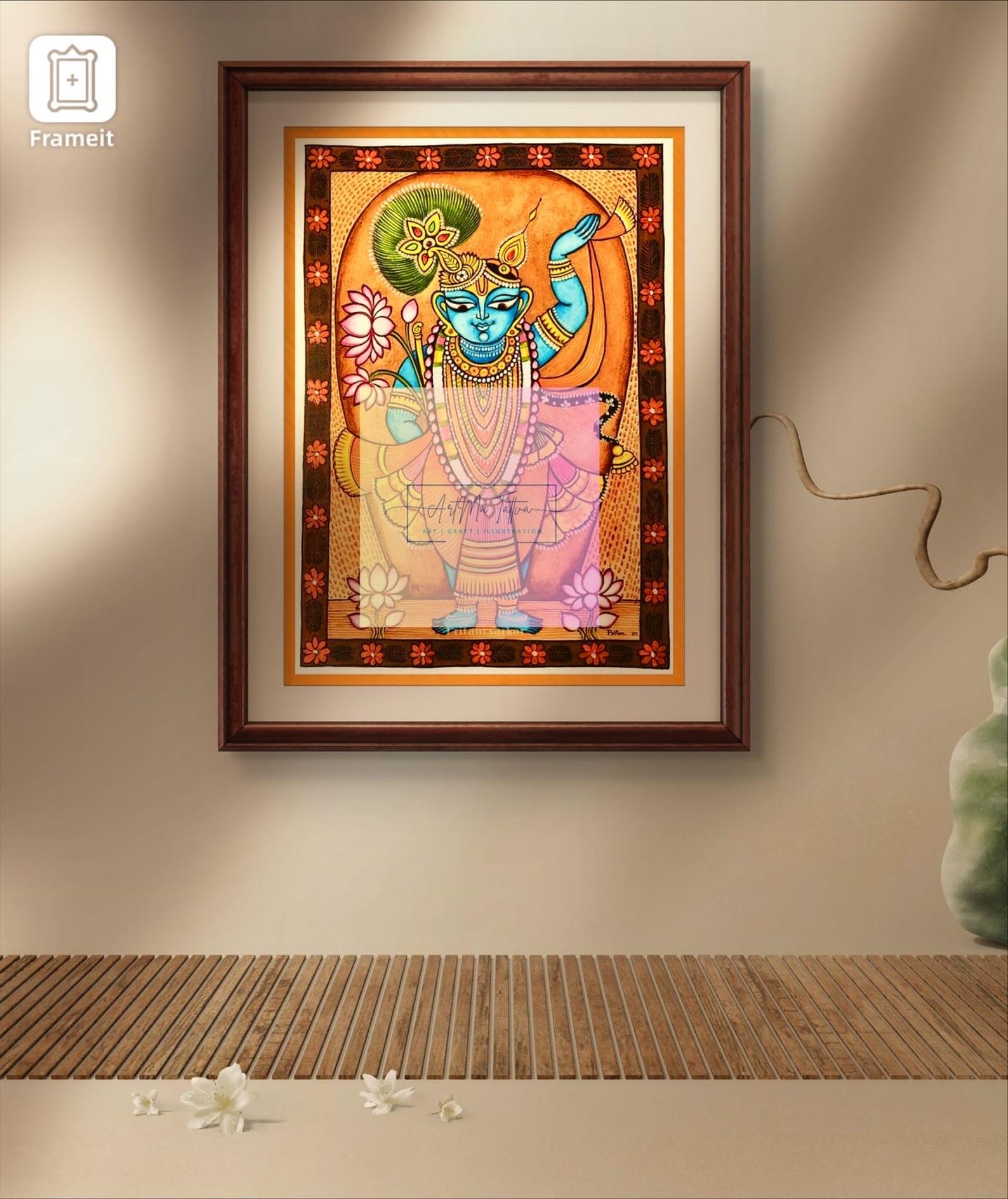 Vintage Pichwai Srinath Ji Krishna Hand Painting | Krishna With Lotus ...