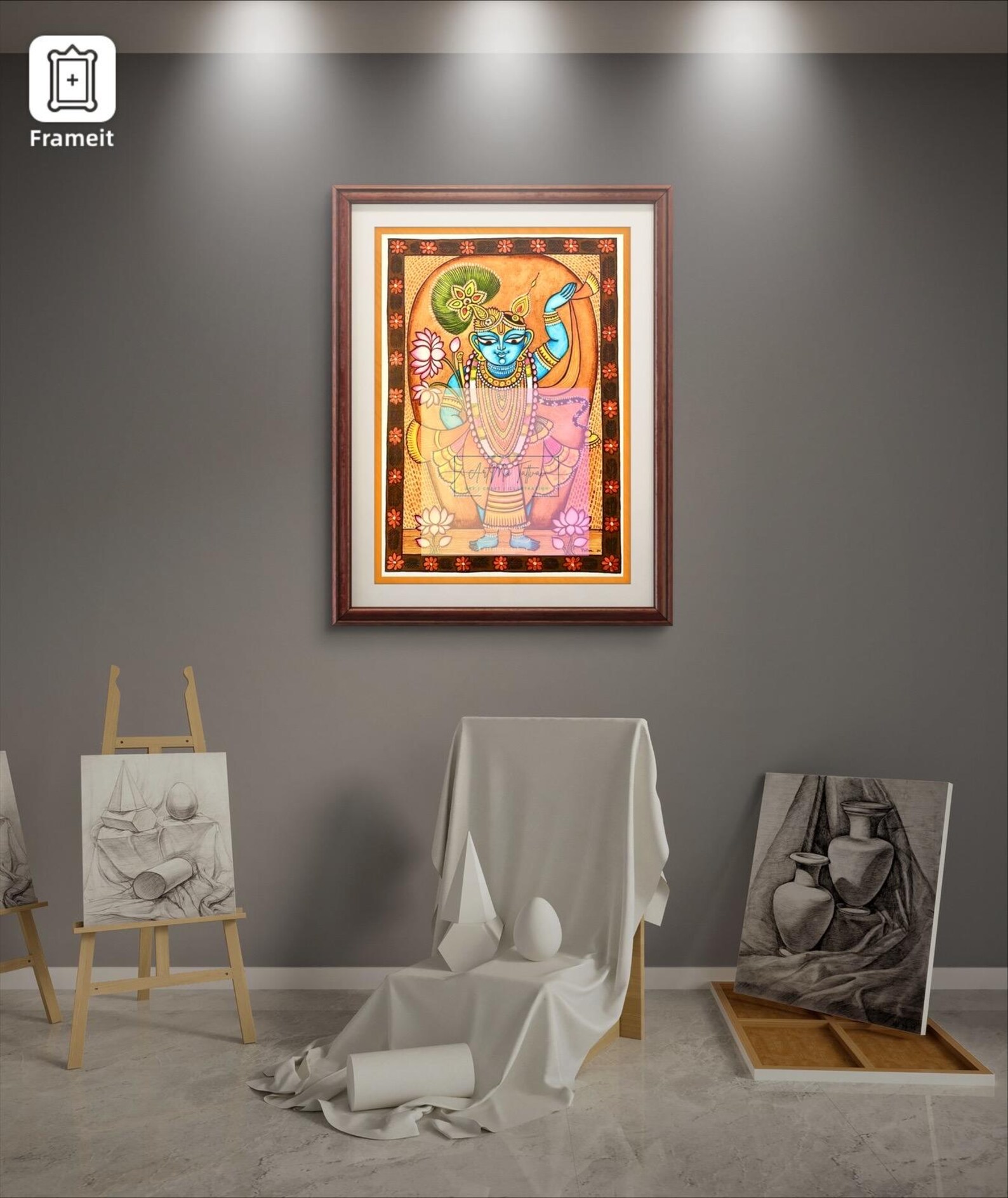 Vintage Pichwai Srinath Ji Krishna Hand Painting | Krishna With Lotus ...
