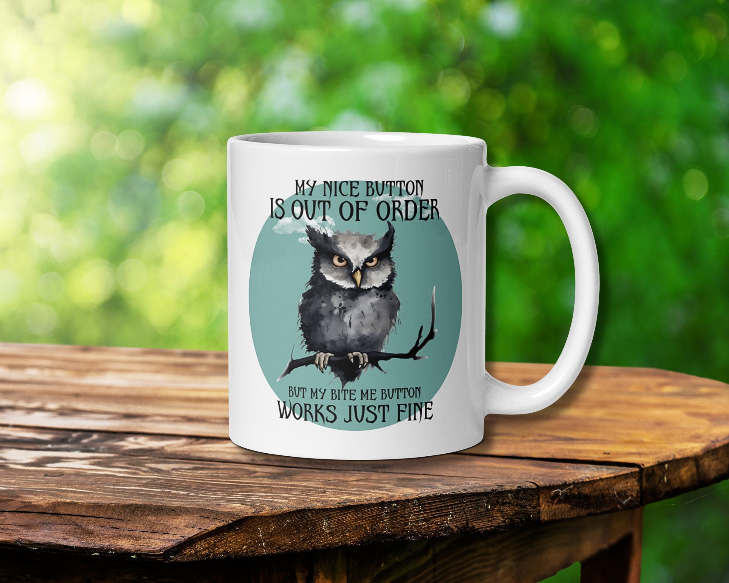 My Nice Button is Out OF Order Funny Owl Mug, Sassy Owl Mug, Owl Mug ...