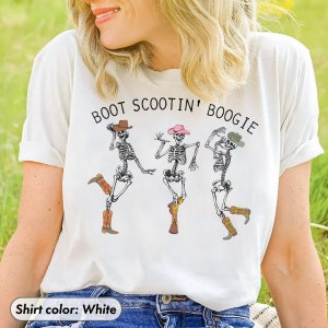 Boot Scootin Boogie Shirt, Halloween Skeleton Sweatshirt, Dancing ...
