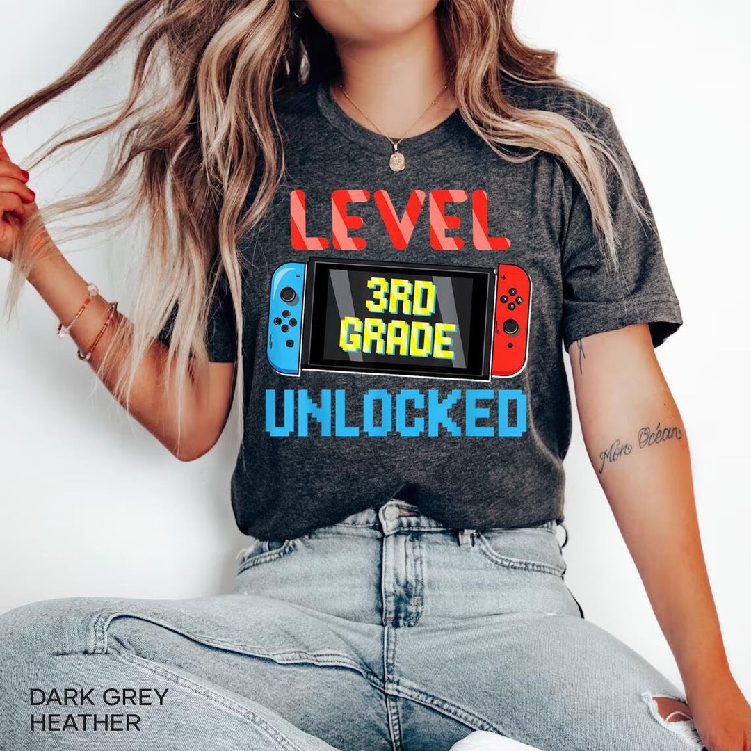 Custom Grade Level Unlocked T-shirt, 3rd Grade Level Shirt, Video Games ...