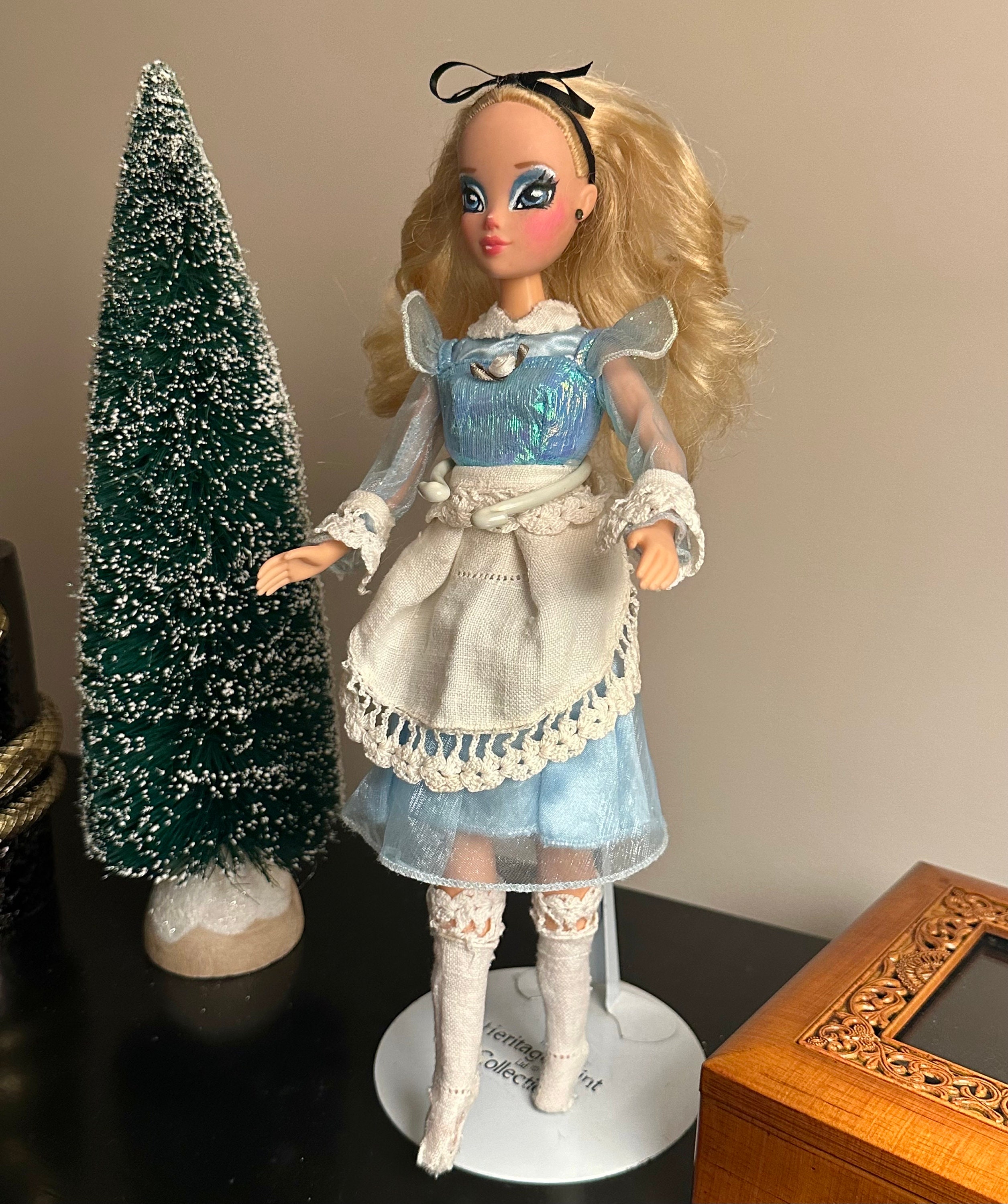 Custom Alice in Wonderland Doll With Blue Dress and White Lace Accents ...