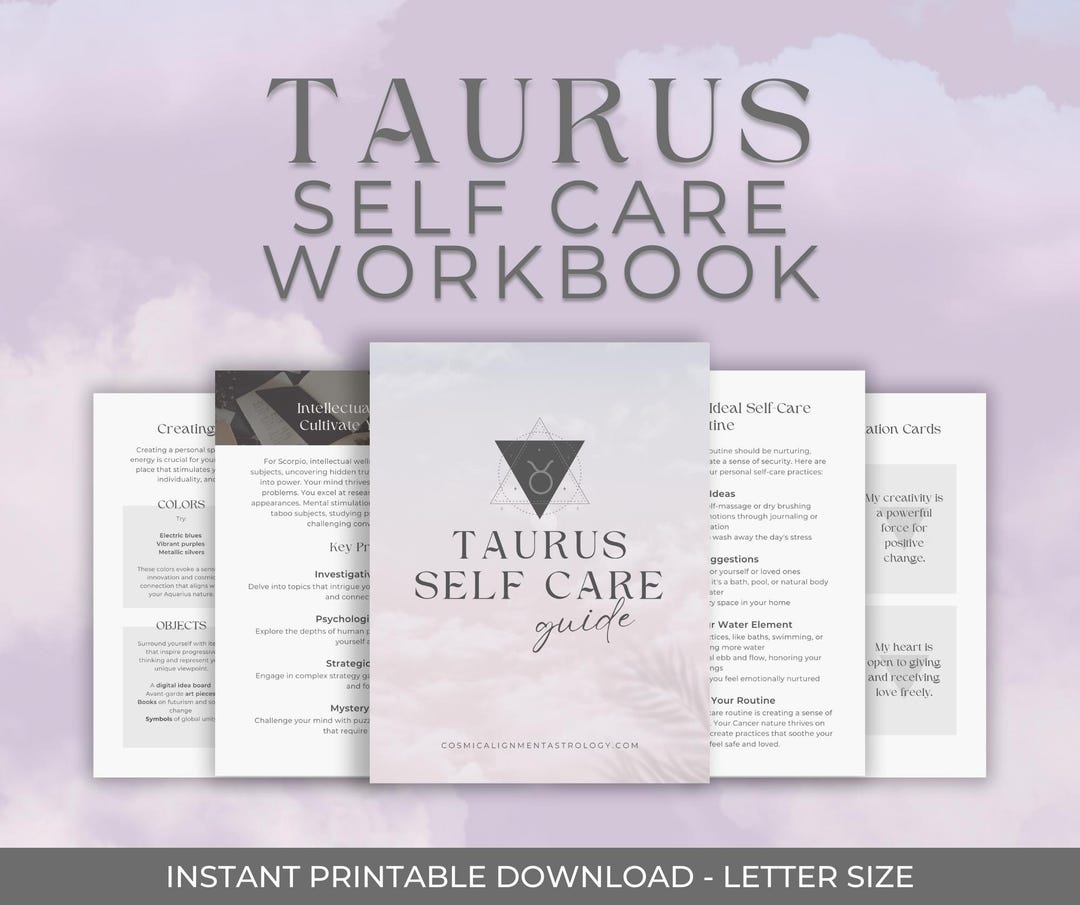 Taurus Self Care Printable Guide and Planner Worksheets Self Love ...
