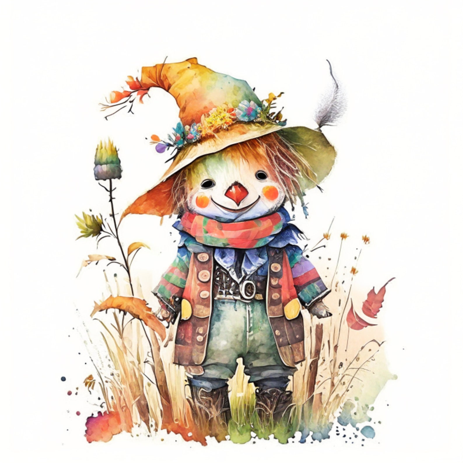 Cute Scarecrow Clipart 300dpi High Resolution PNG Graphics Instant ...