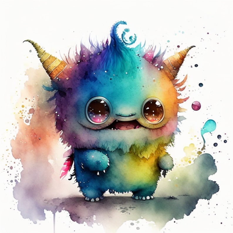 Cute Monster Clipart | 300dpi High Resolution | PNG Graphics | Instant ...