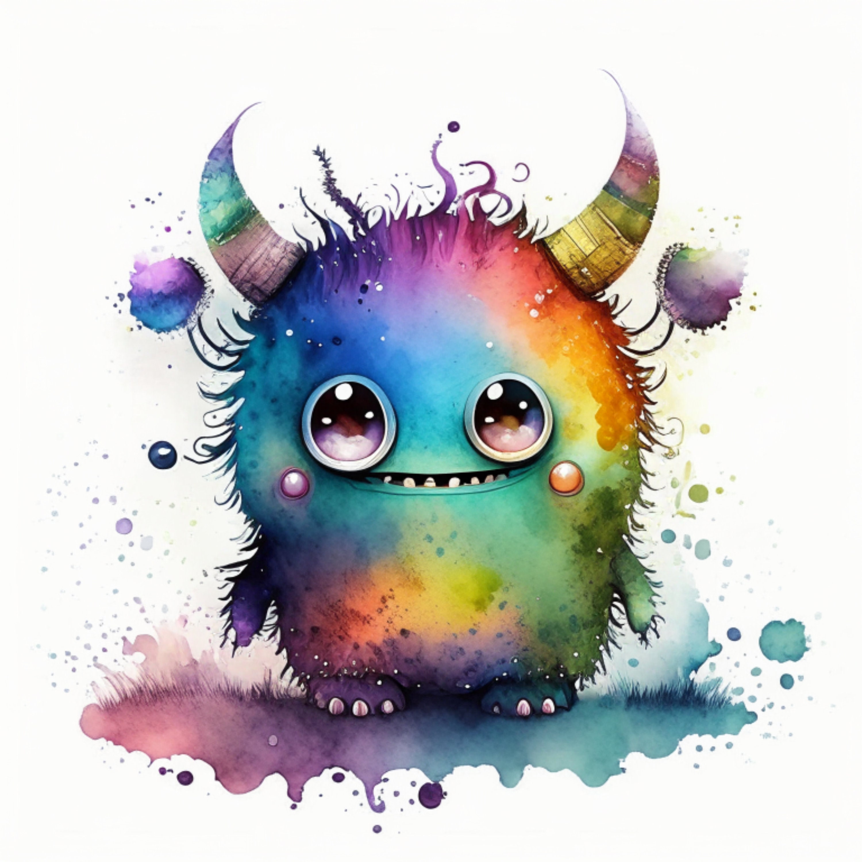 Cute Monster Clipart | 300dpi High Resolution | PNG Graphics | Instant ...