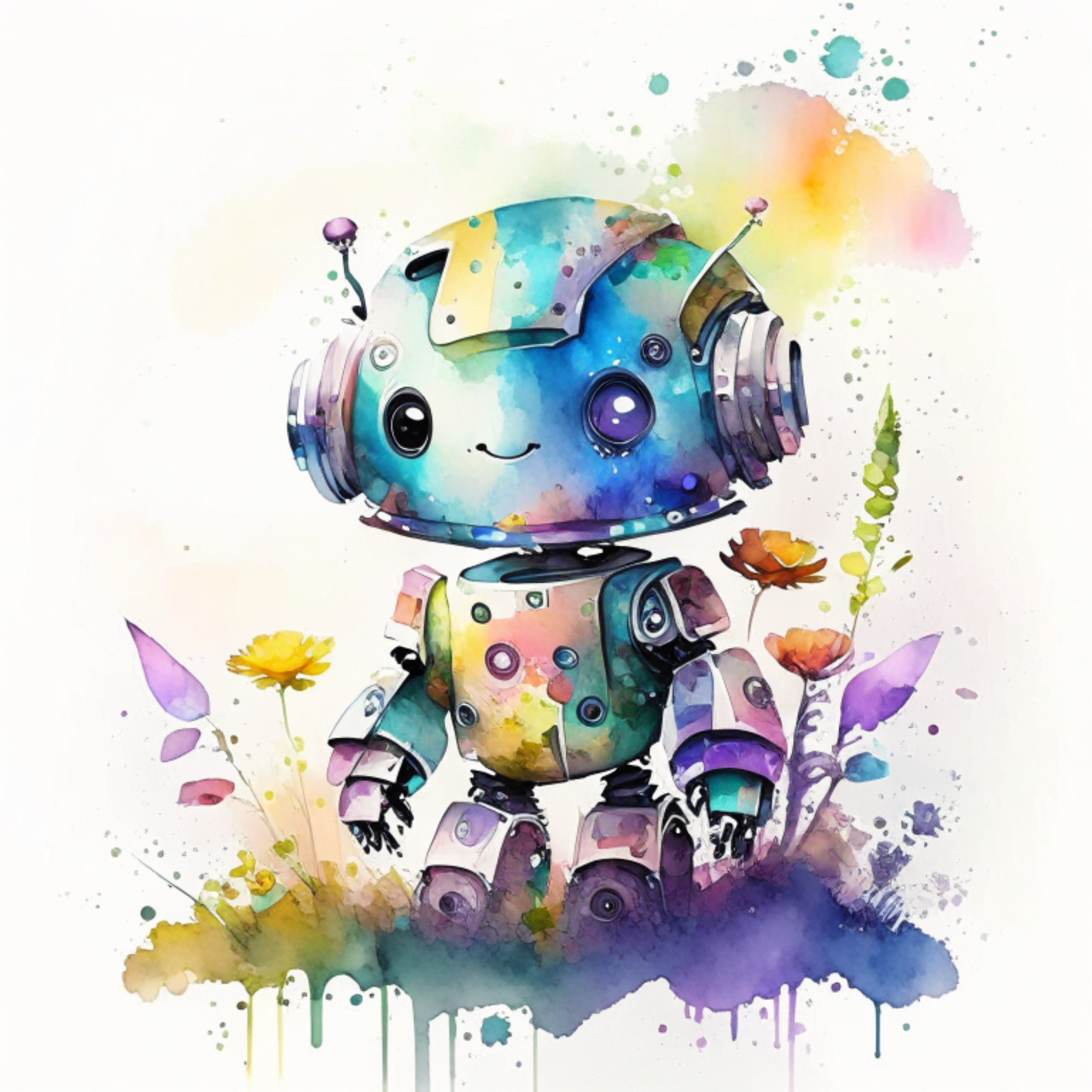 Cute Robot Clipart 300dpi High Resolution PNG Graphics Instant Download ...