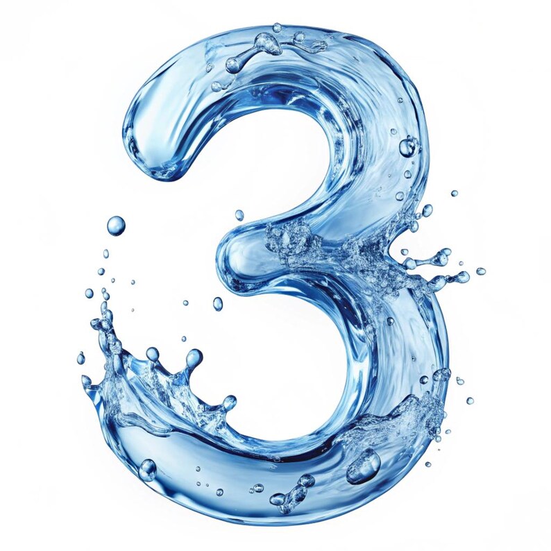 3d Numbers Made of Water Numbers - 300 DPI - 10 Png Files - Etsy