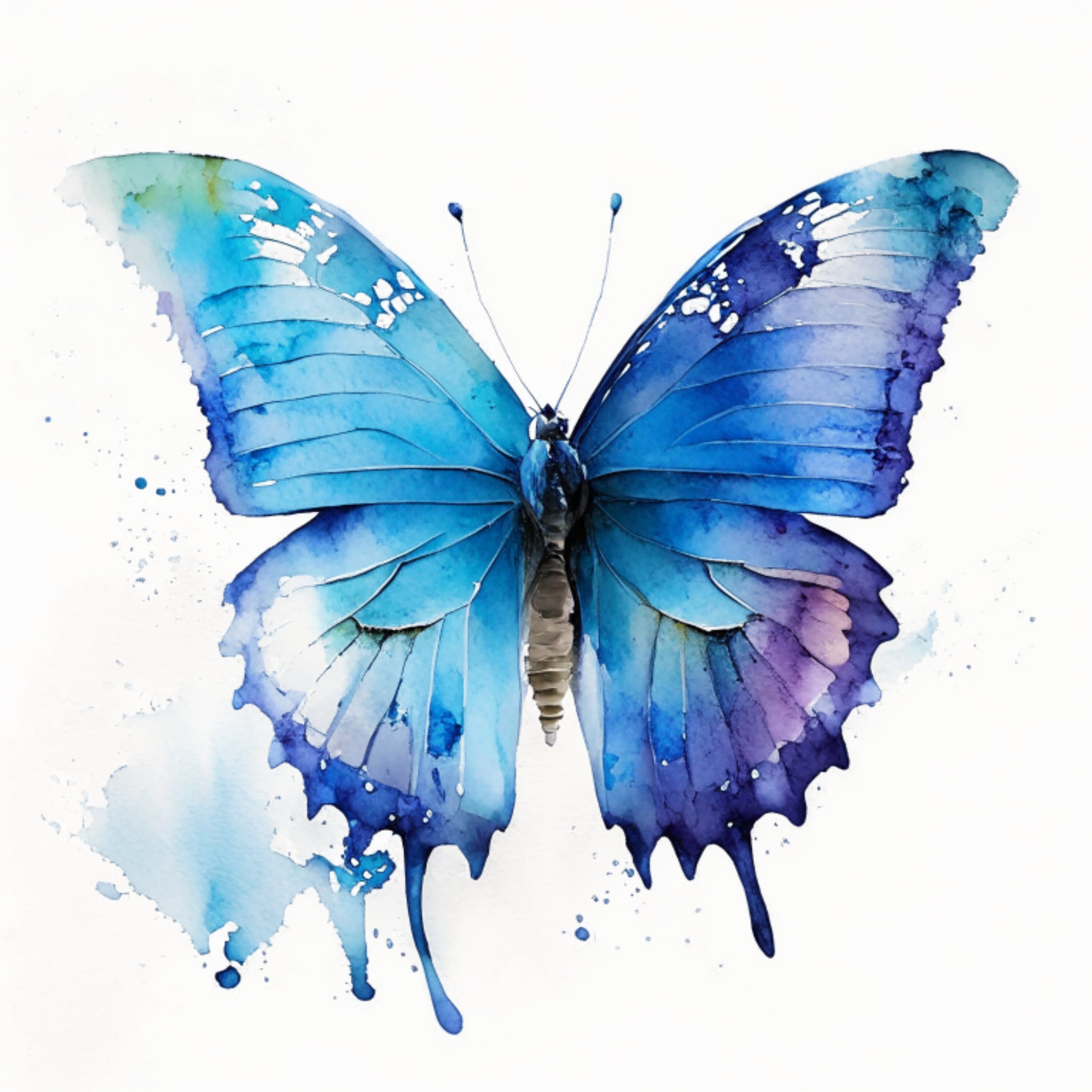 Blue Butterfly | 300dpi High Resolution | PNG Graphics | Instant ...
