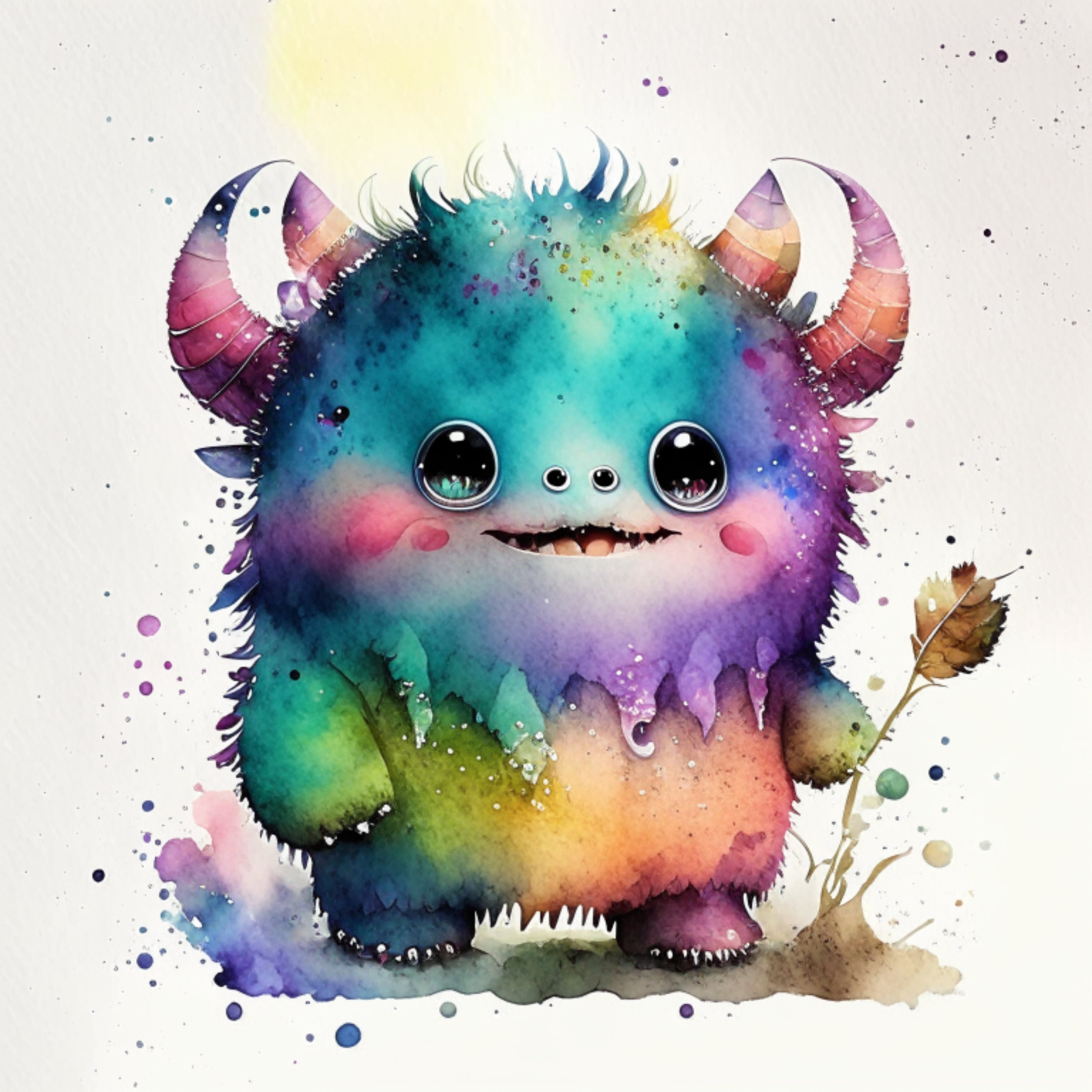 Cute Monster Clipart | 300dpi High Resolution | PNG Graphics | Instant ...