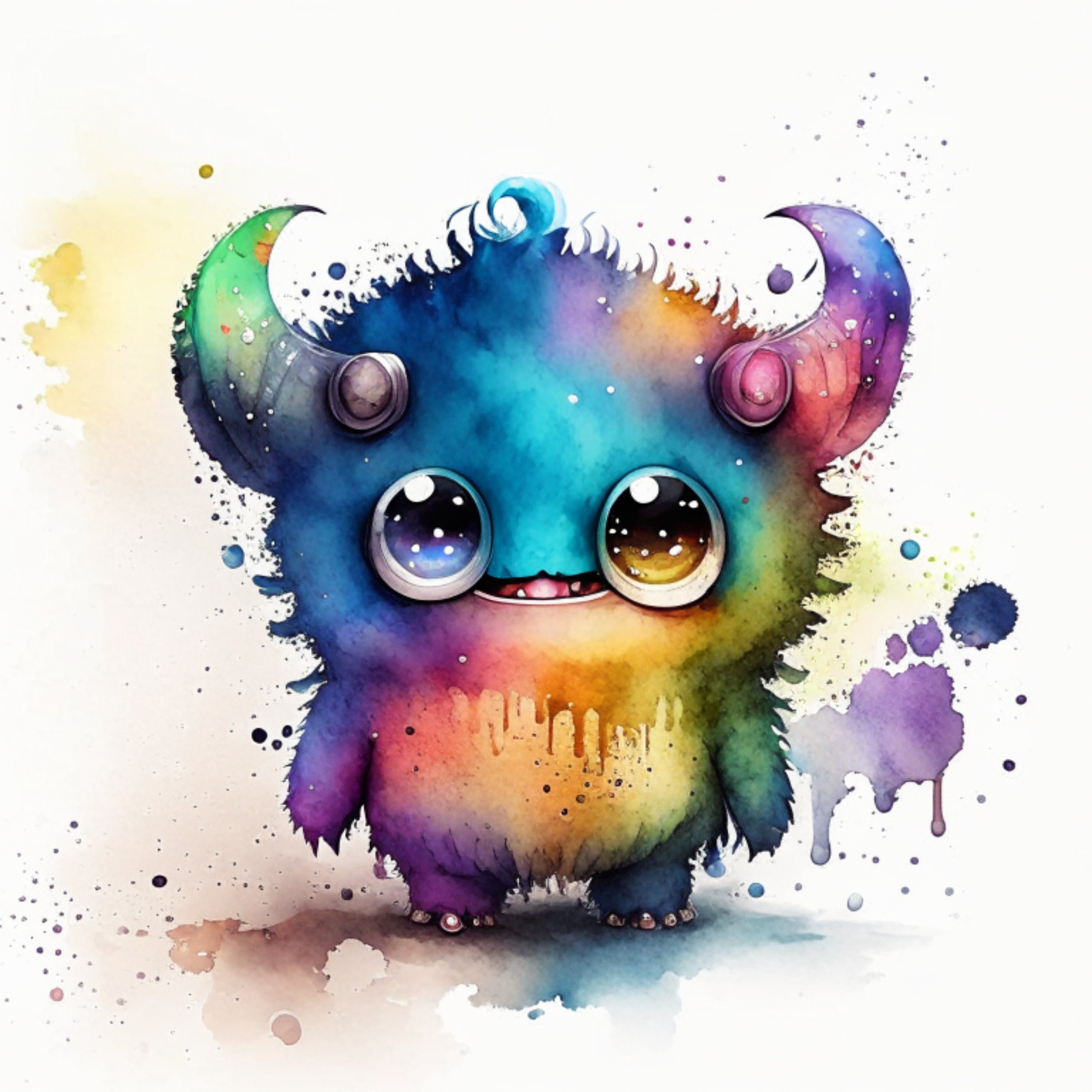 Watercolor Monster Clipart | PNG Graphics (commercial Use - Etsy