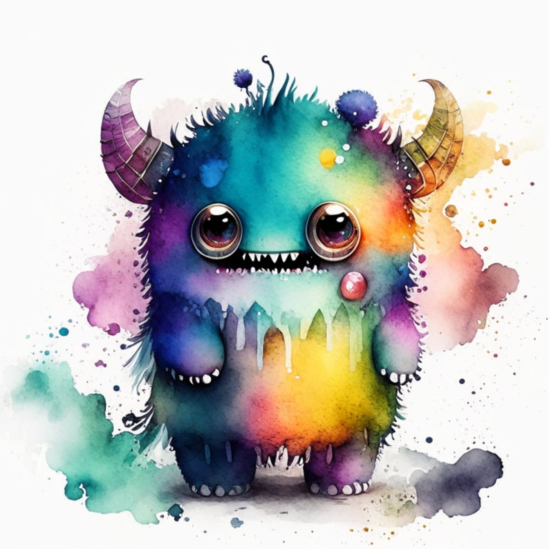 Cute Monster Clipart | 300dpi High Resolution | PNG Graphics | Instant ...