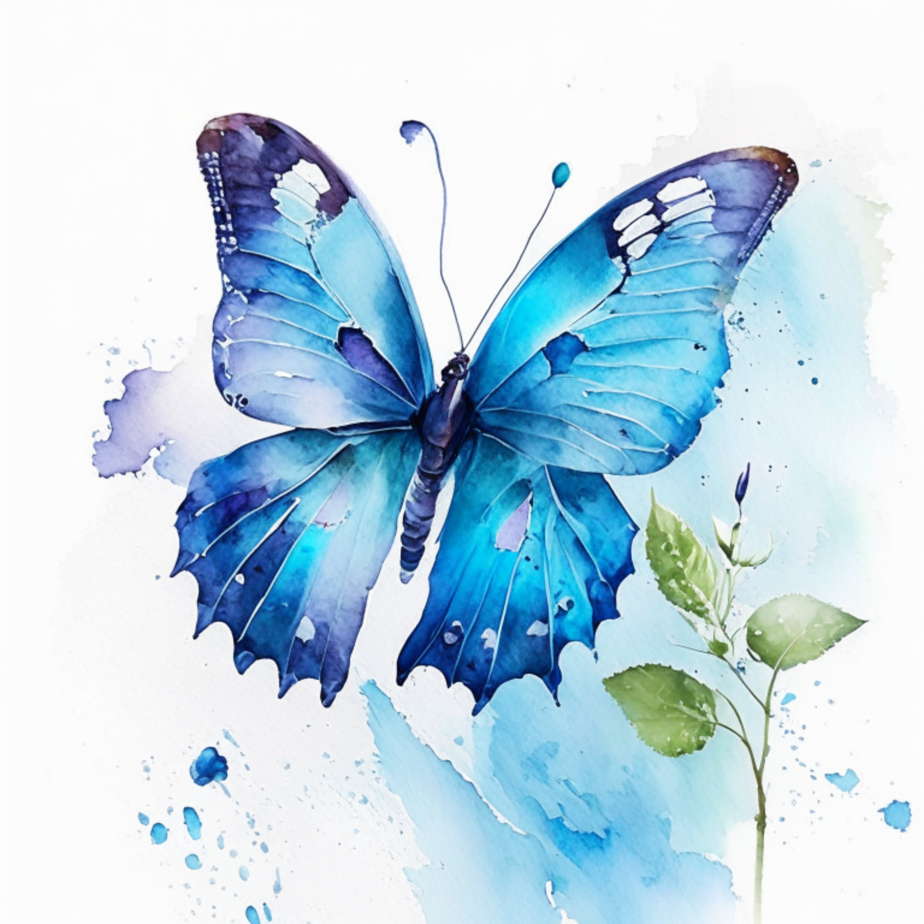 Blue Butterfly | 300dpi High Resolution | PNG Graphics | Instant ...