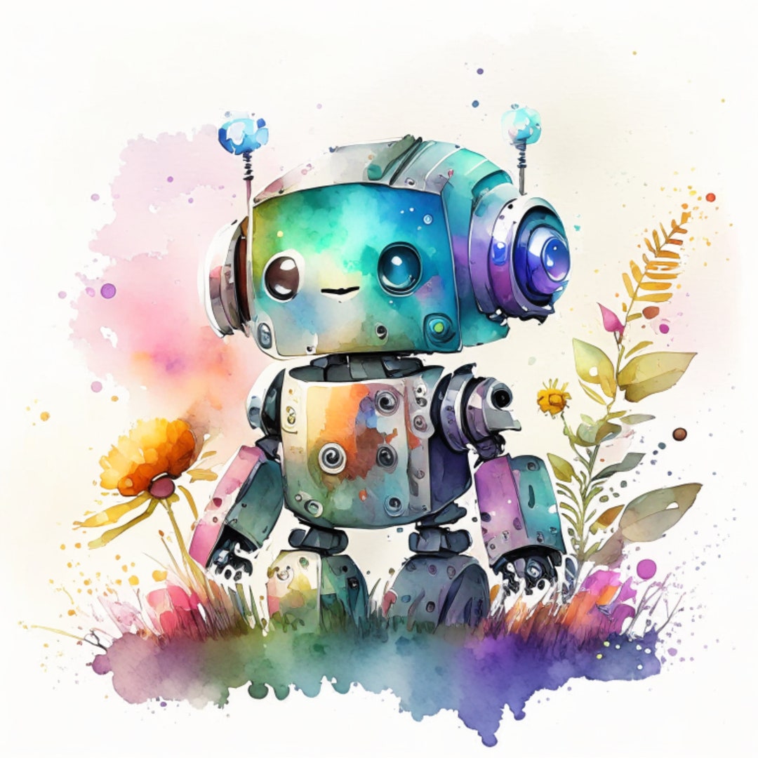 Cute Robot Clipart 300dpi High Resolution PNG Graphics Instant Download ...