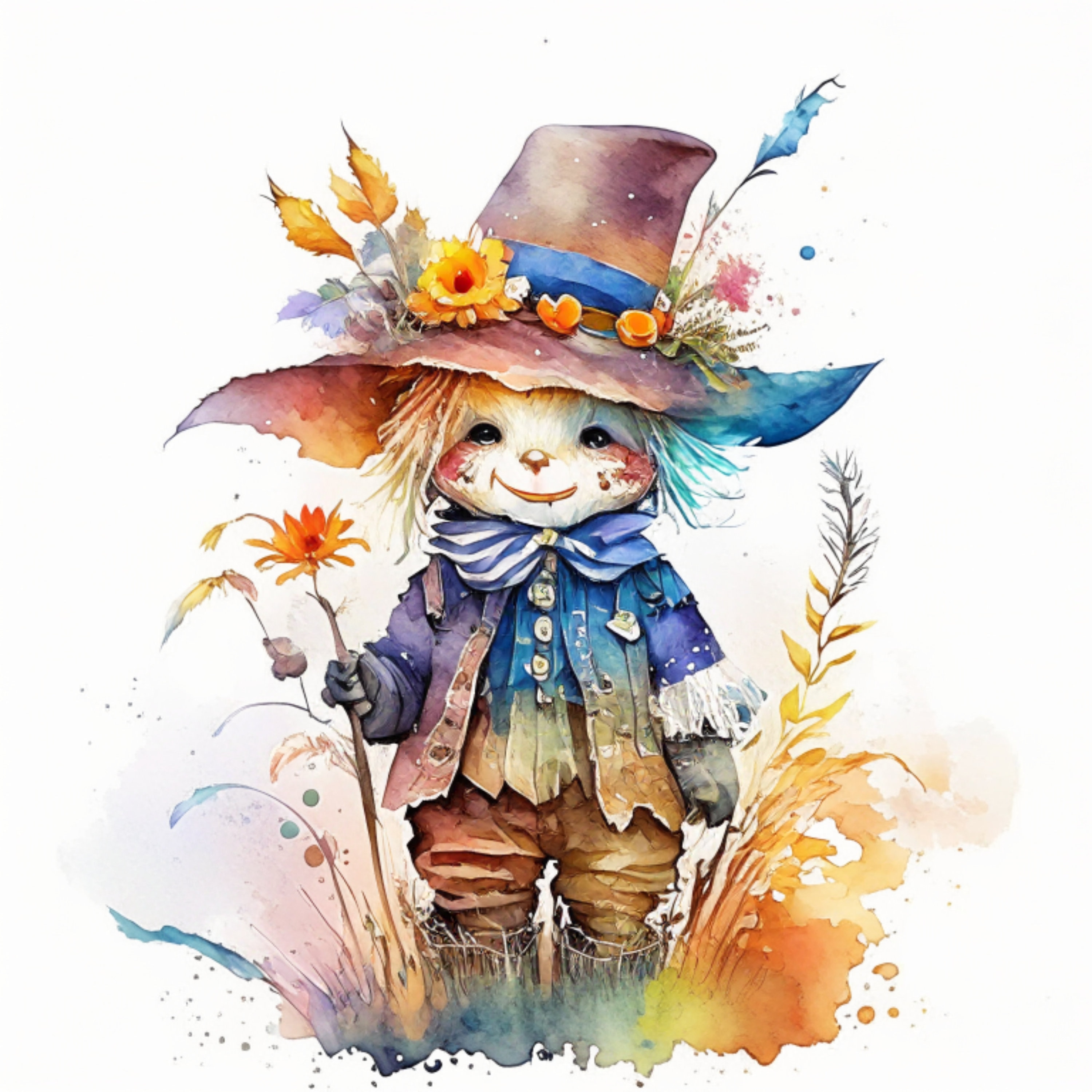 Cute Scarecrow Clipart | 300dpi High Resolution | PNG Graphics ...