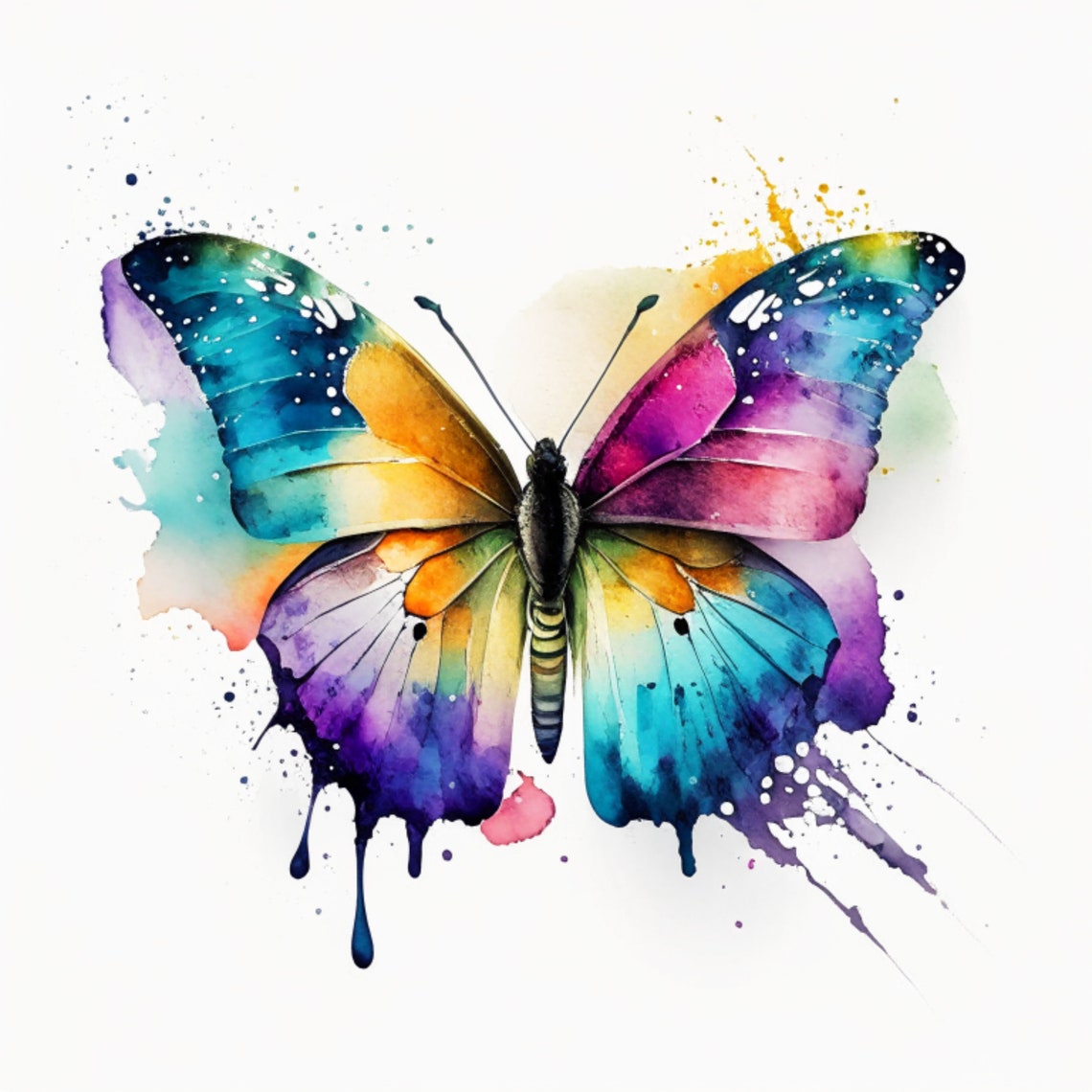 Colorful Butterfly Clipart | 300dpi | PNG Graphics | Instant Download ...