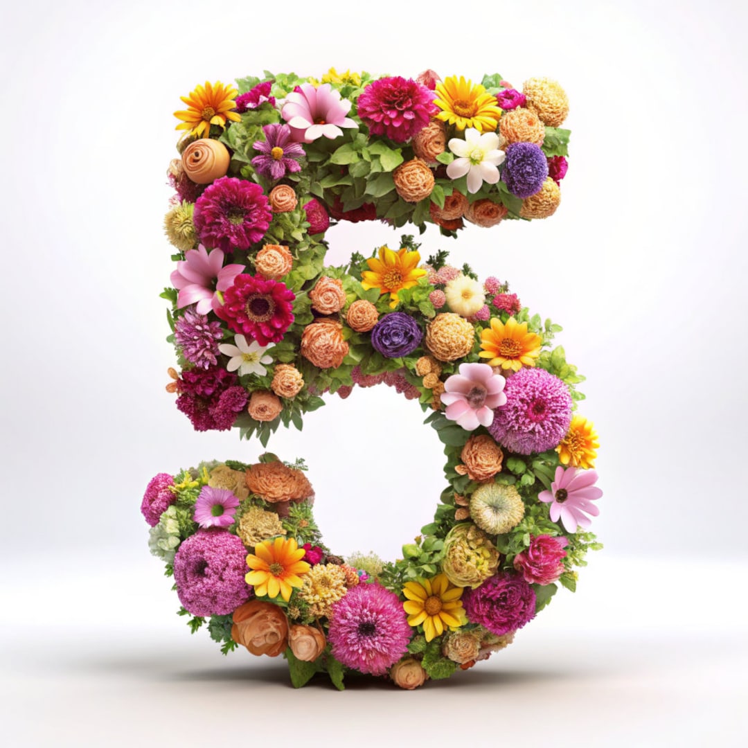 3d Numbers Made of Flowers - 300 DPI - 10 Png Files - Etsy