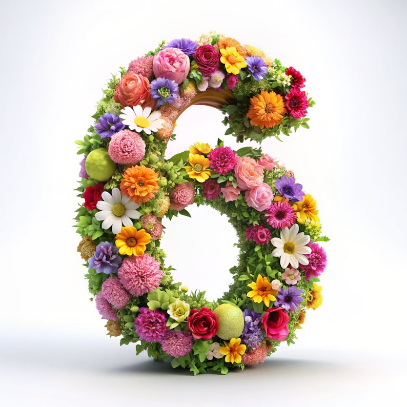 3d Numbers Made of Flowers - 300 DPI - 10 Png Files - Etsy