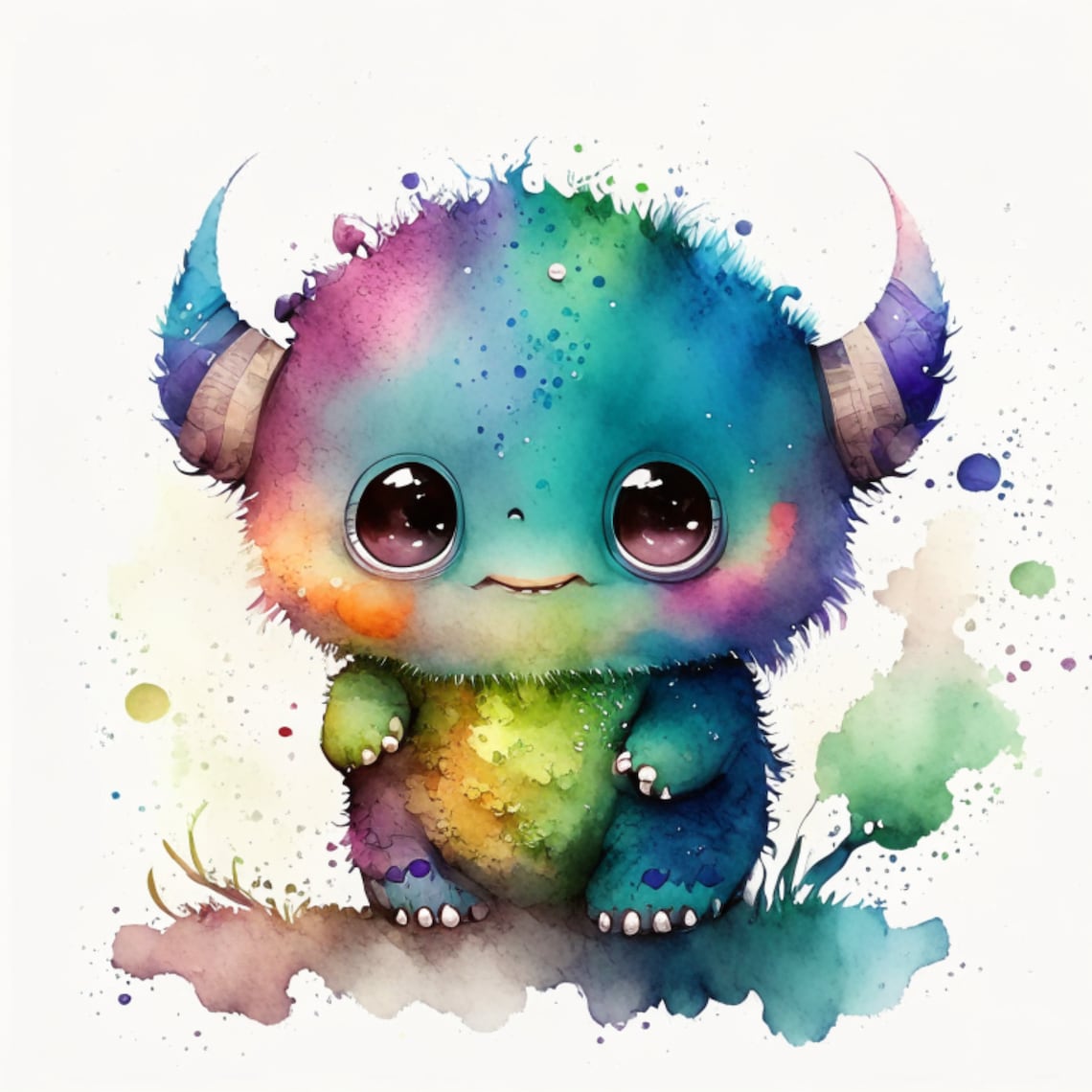 Cute Baby Monster Clipart 300dpi High Resolution PNG Graphics Instant ...