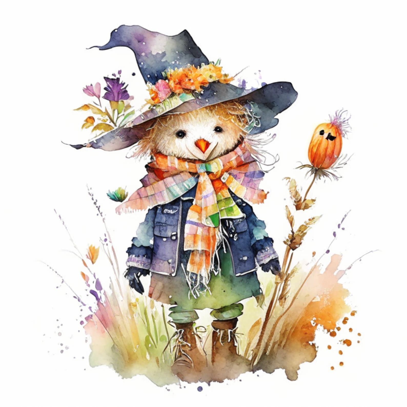 Cute Scarecrow Clipart 300dpi High Resolution PNG Graphics Instant ...