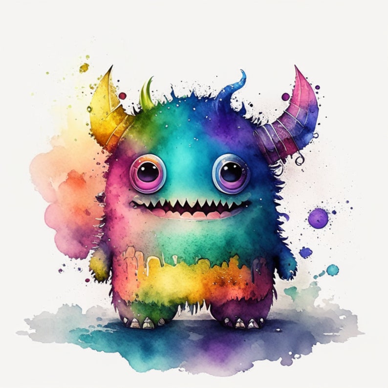 Cute Monster Clipart | 300dpi High Resolution | PNG Graphics | Instant ...