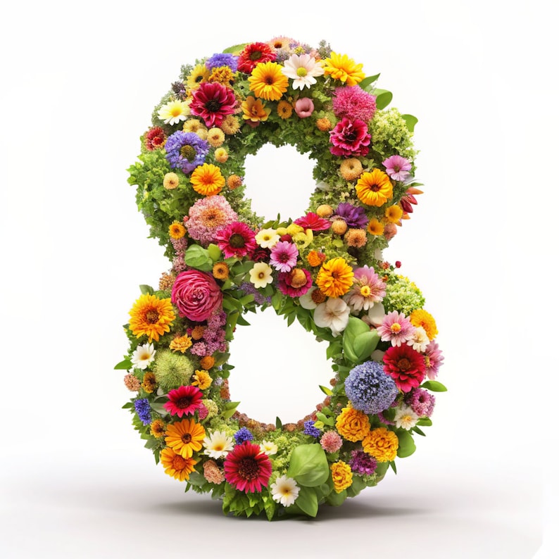 3d Numbers Made of Flowers - 300 DPI - 10 Png Files - Etsy