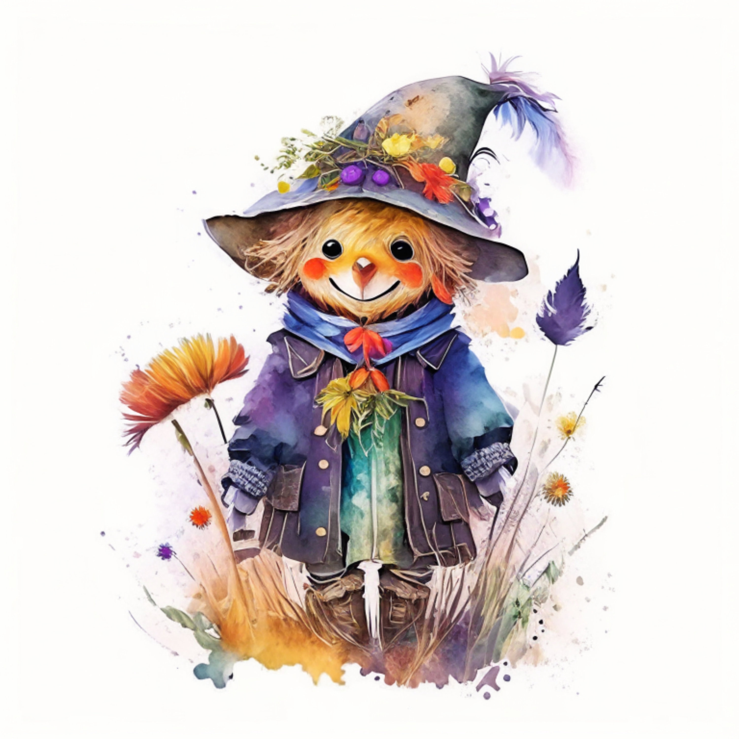 Cute Scarecrow Clipart 300dpi High Resolution PNG Graphics Instant Download for Commercial Use ...