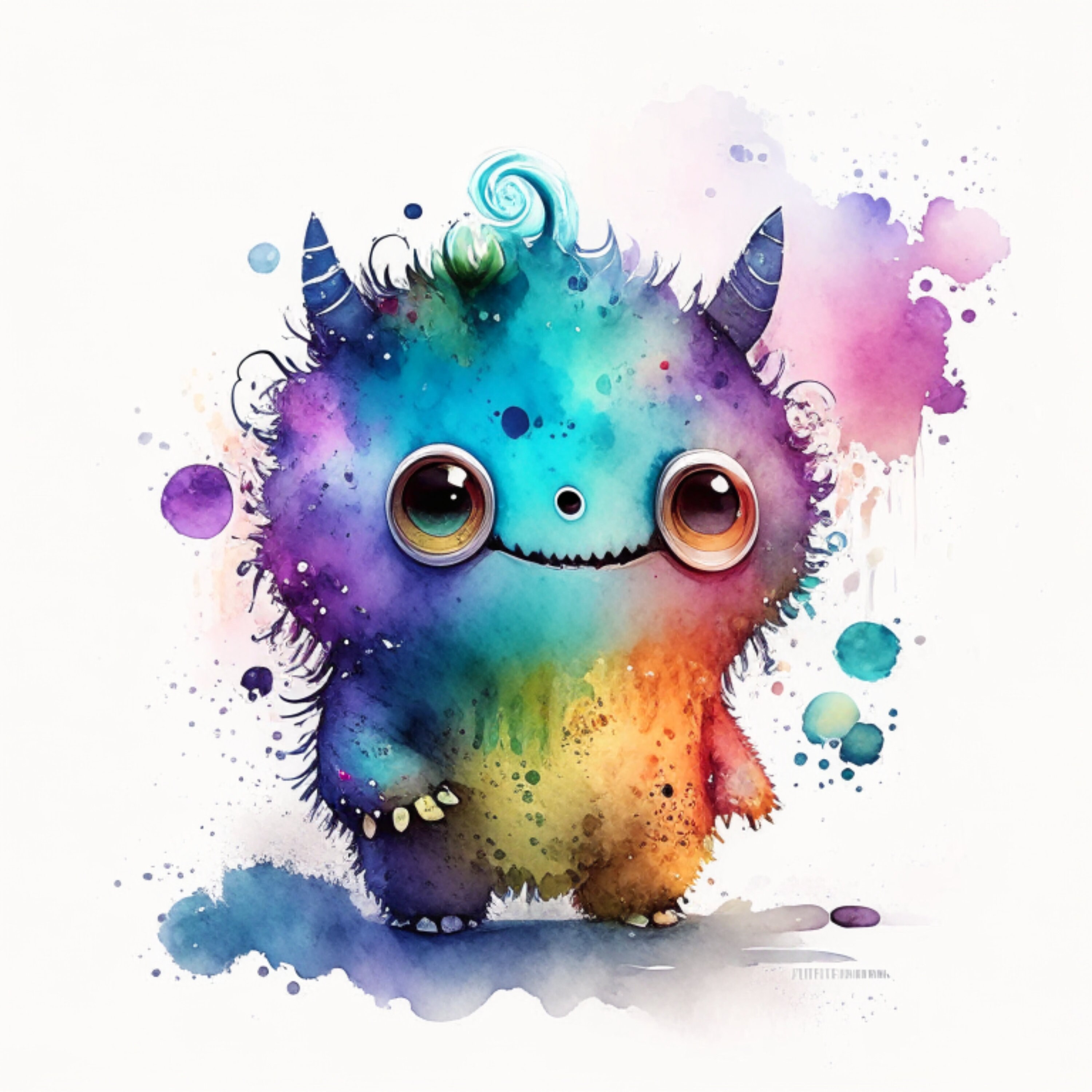 Cute Monster Clipart | 300dpi High Resolution | PNG Graphics | Instant ...