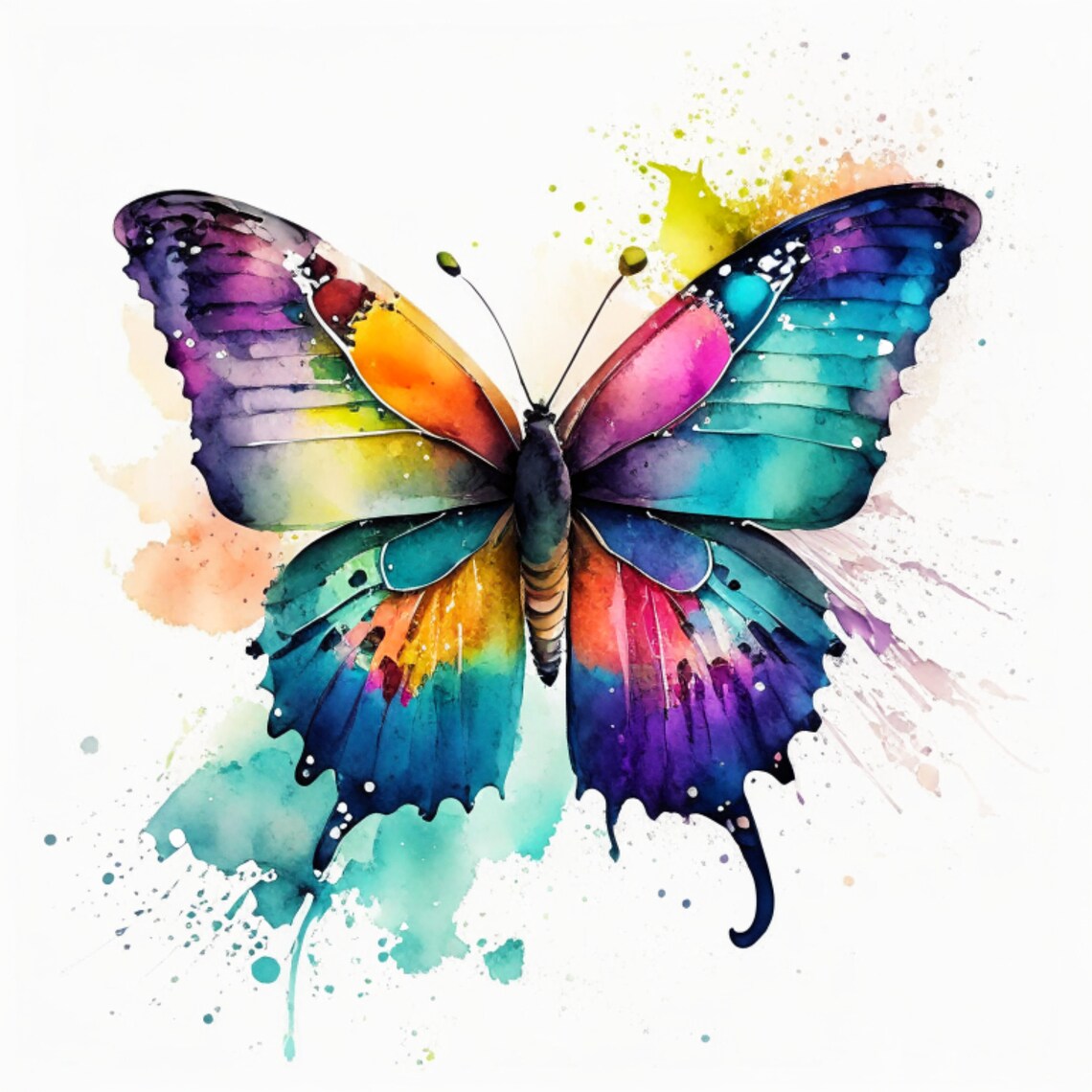 Colorful Butterfly Clipart | 300dpi | PNG Graphics | Instant Download ...