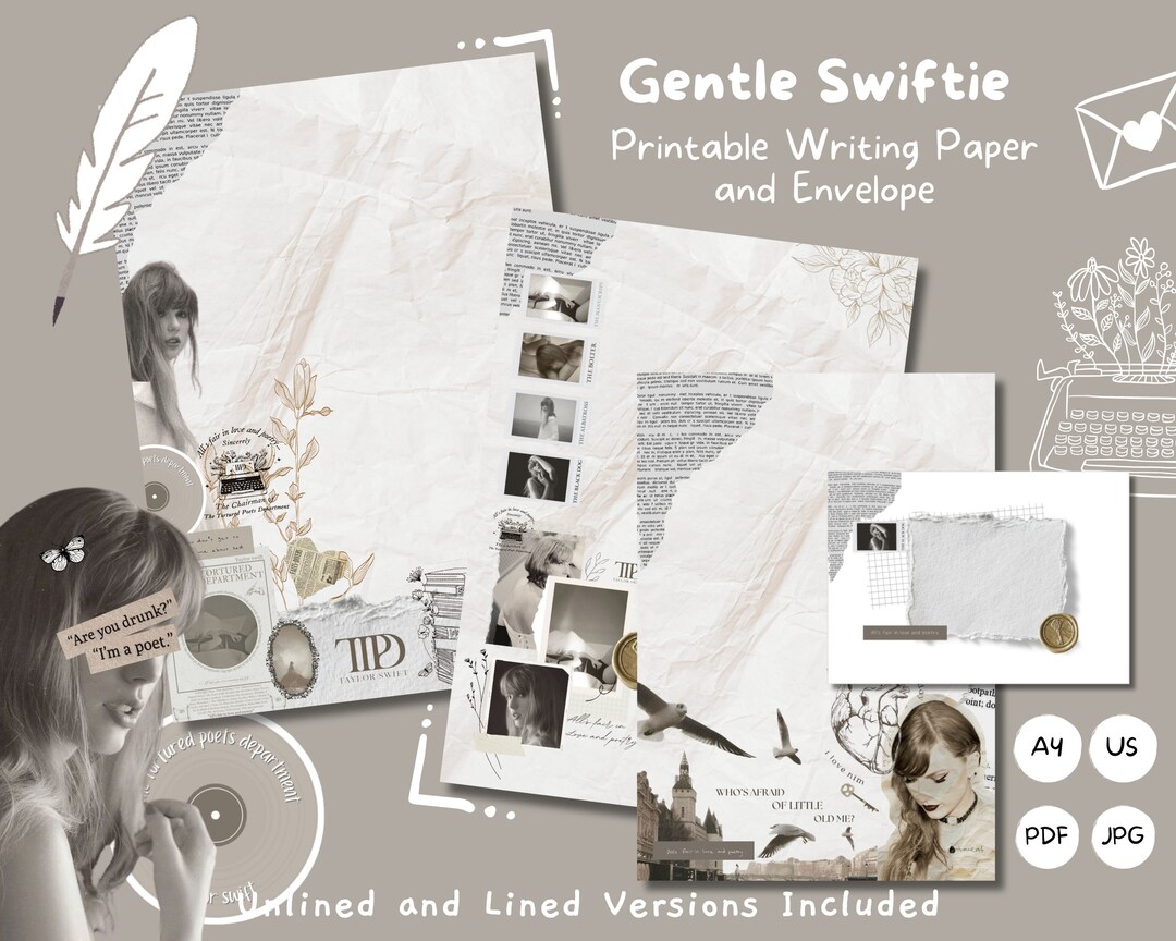Gentle Swiftie 3 Designs & Envelope Snail Mail Printable Pen Pal ...
