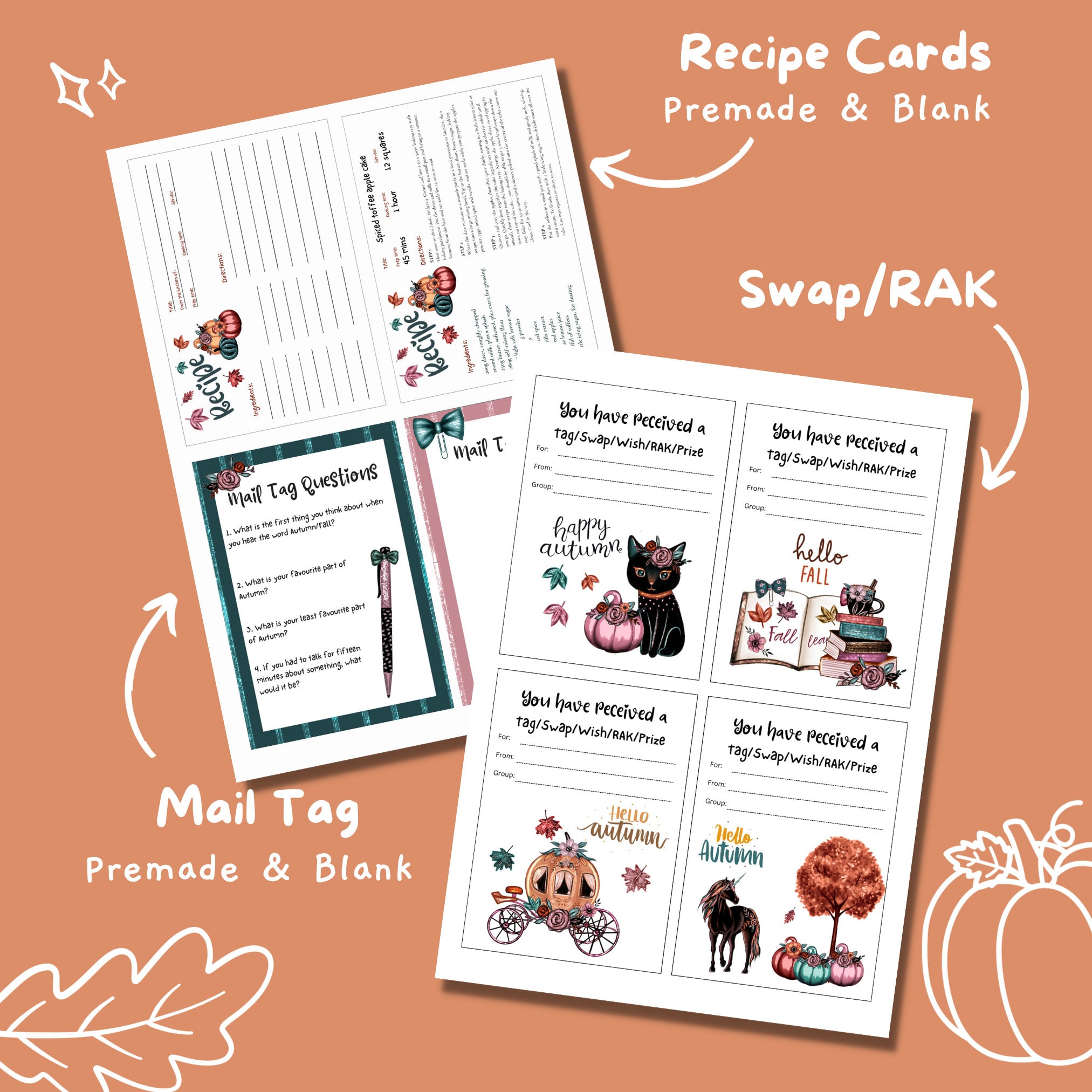 A4 A5 Autumn/fall Themed Pen Pal Kit Printable Instant Download Penpal ...