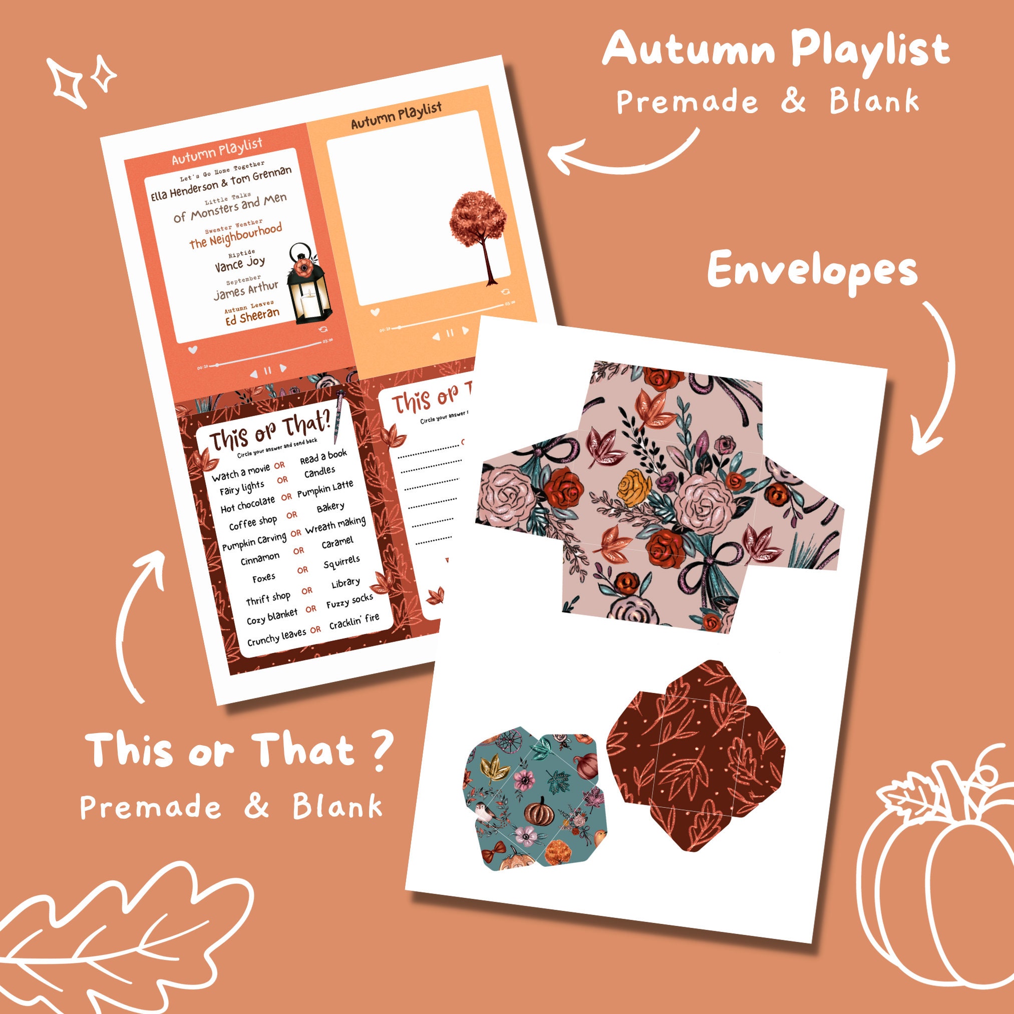 A4 A5 Autumn/fall Themed Pen Pal Kit Printable Instant Download Penpal ...