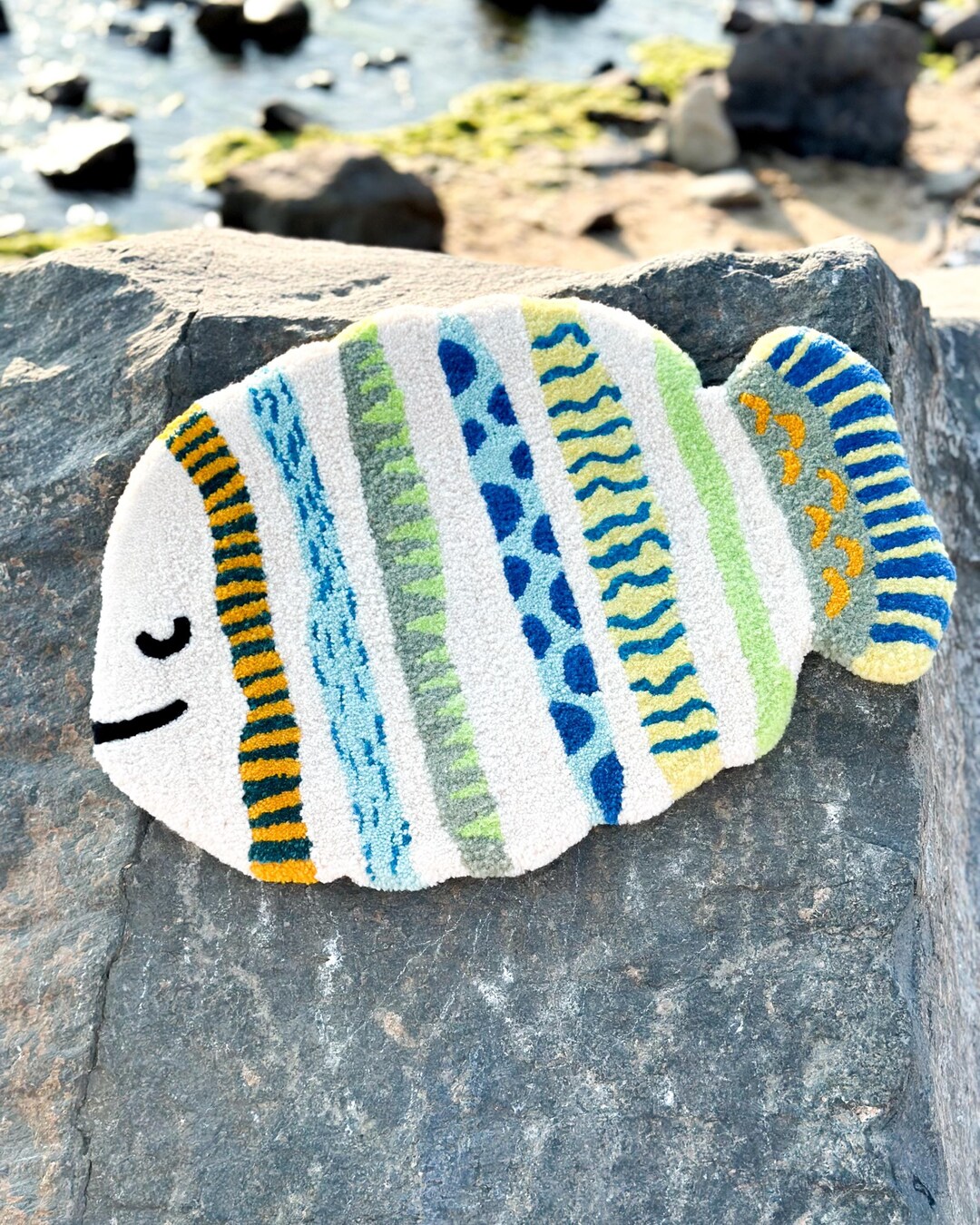 Boho Fish Rug Abstract Fish Tufted Rug Seaside Home Decor Coastal Decor ...