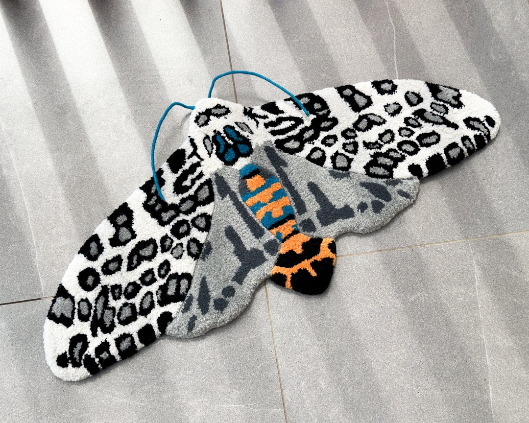 Woolen Leopard Moth Wall Art Moth Tufted Rug Moth Lover Gift for Insect ...