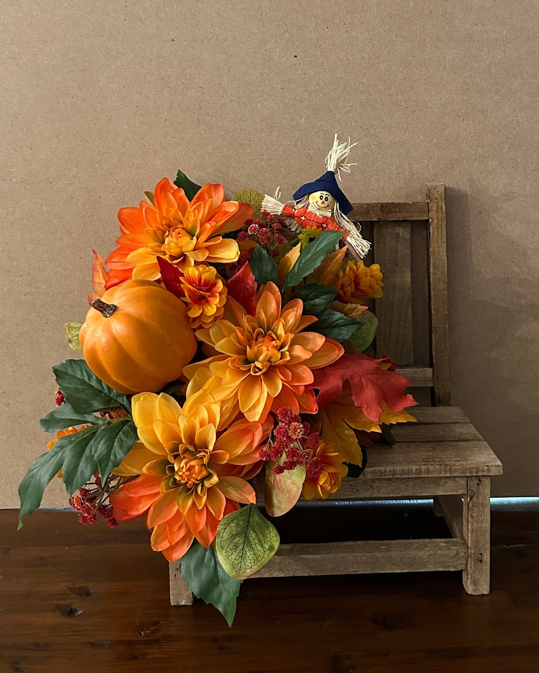 Fall Floral Chair Decor: Scarecrow, Pumpkin, Autumn Leaves - Etsy