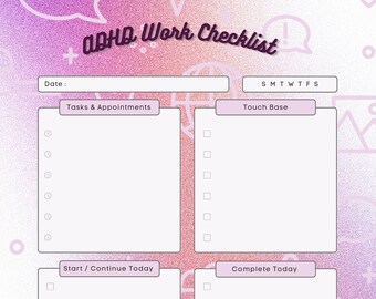 ADHD Daily Checklist for Work Classic Aesthetic - Etsy