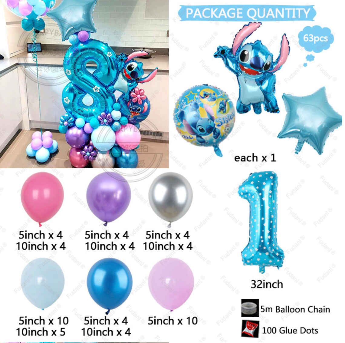 Stitch Dog Foil DIY Balloon Sculpture Kit Birthday Boy Girl Number ...