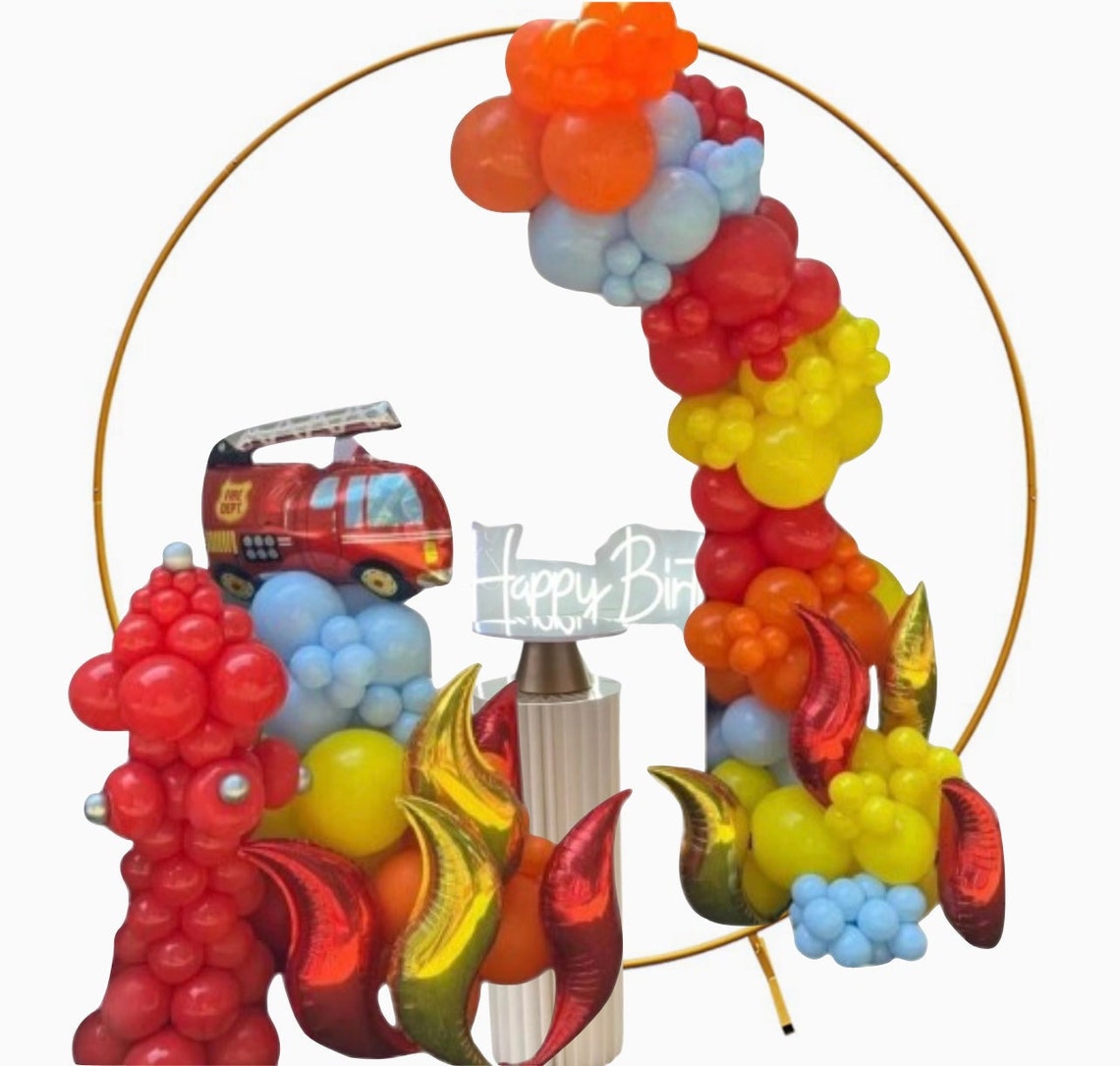 Fire Truck Theme DIY Foil Balloon Garland Kit |birthday Balloon Arch ...