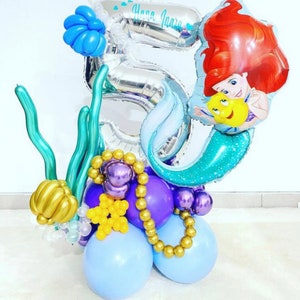 Little Mermaid Foil DIY Balloon Sculpture Kit | Birthday Number Balloon ...