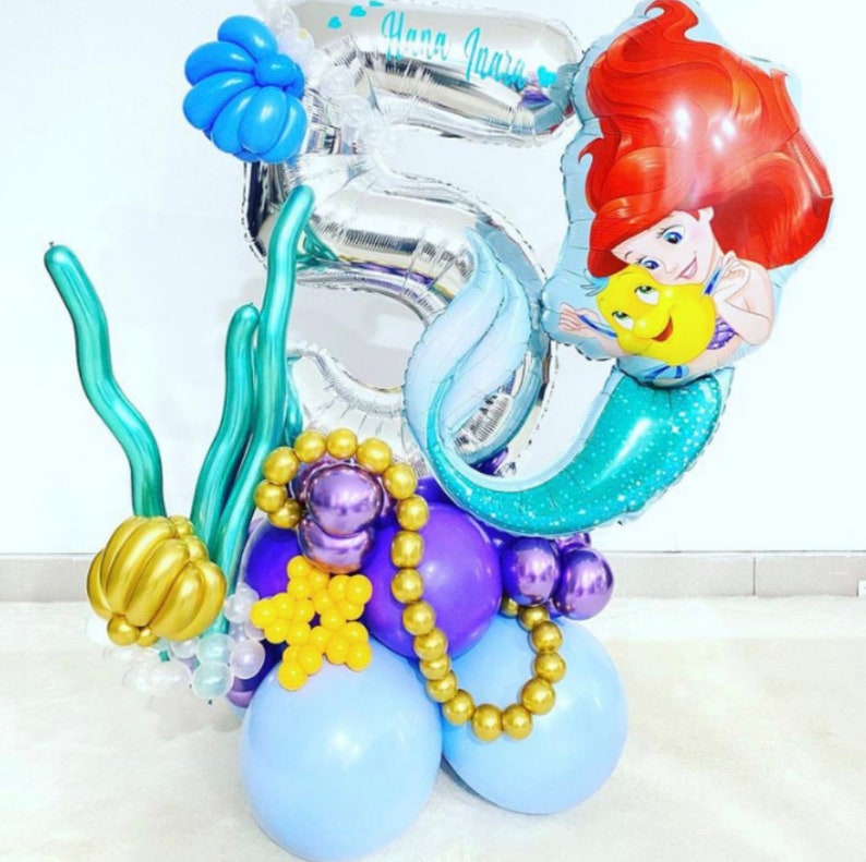 Little Mermaid Foil DIY Balloon Sculpture Kit | Birthday Number Balloon ...