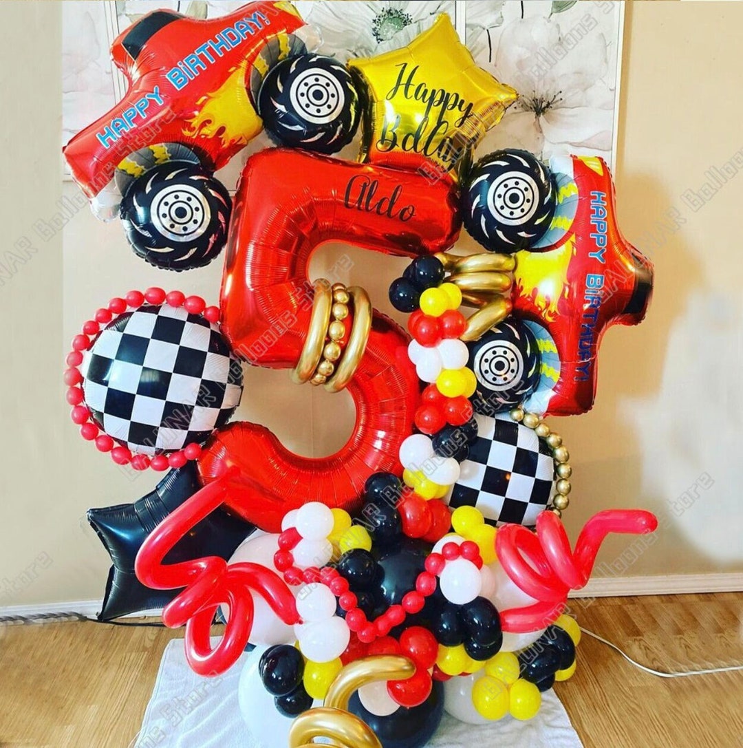 Race Car Foil DIY Balloon Sculpture Kit | Birthday Boy Number Balloon ...