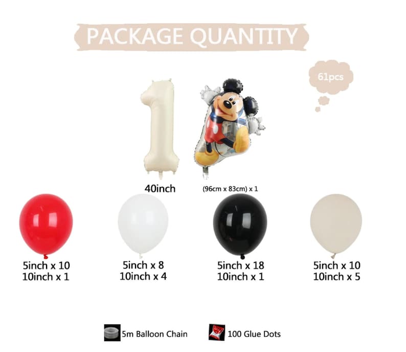 Mickey Mouse Foil DIY Neutral Balloon Sculpture Kit Birthday Boy Girl ...