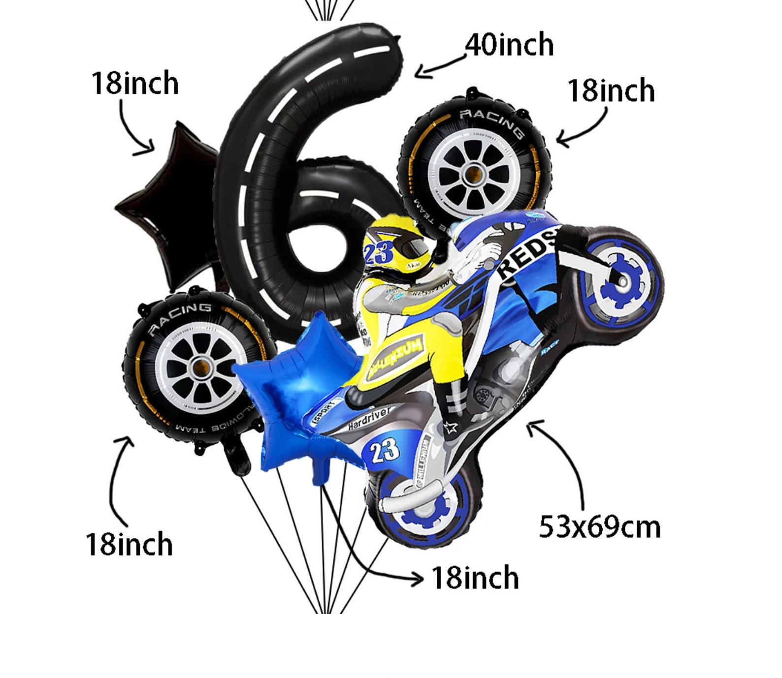 Race Motorcycle Foil DIY Balloon Sculpture Kit | Birthday Boy Number ...