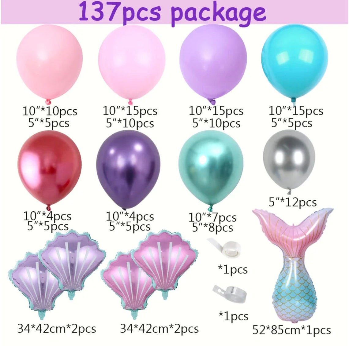 Mermaid Foil DIY Pastel Balloon Garland Arc Kit |birthday Number ...
