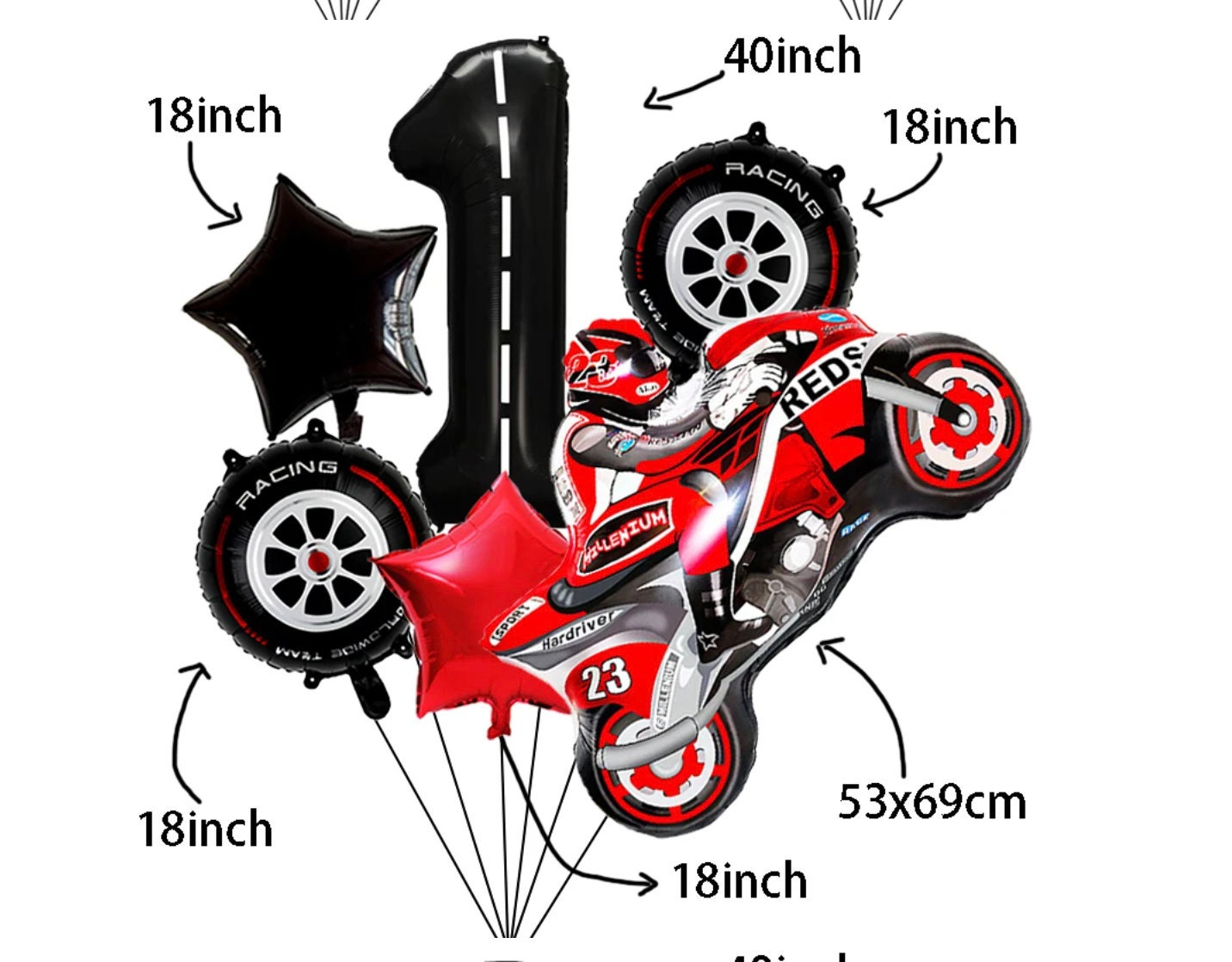 Race Motorcycle Foil DIY Balloon Sculpture Kit | Birthday Boy Number ...